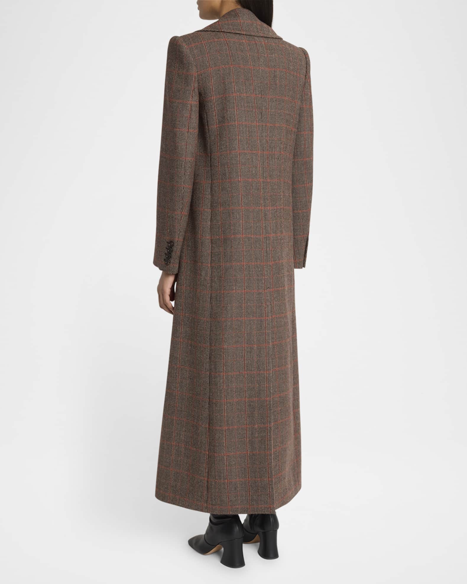 Chloe Plaid Double-Breasted Long Coat | Neiman Marcus