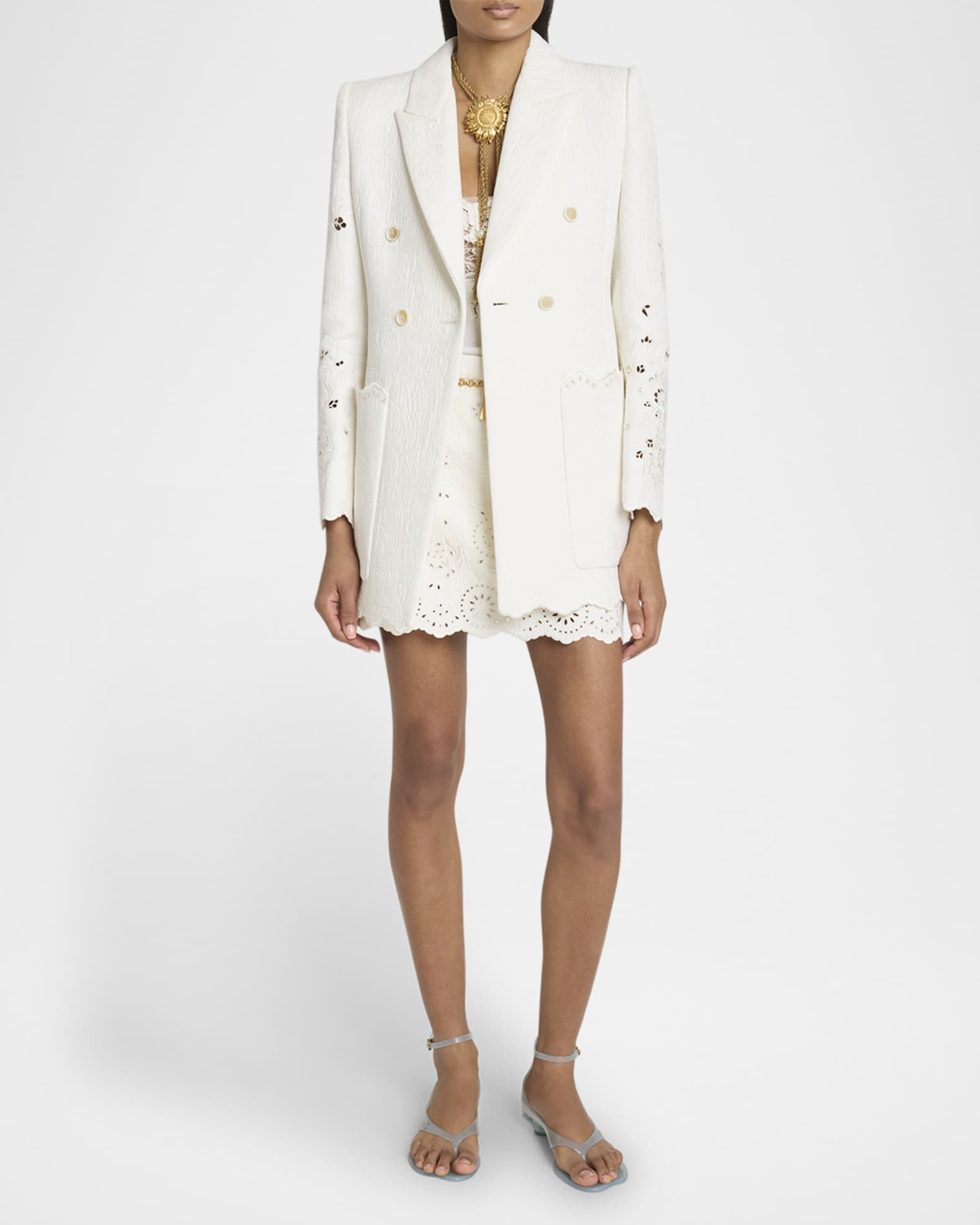 Chloe Embroidered Spongy Jacquard Jacket | Neiman Marcus