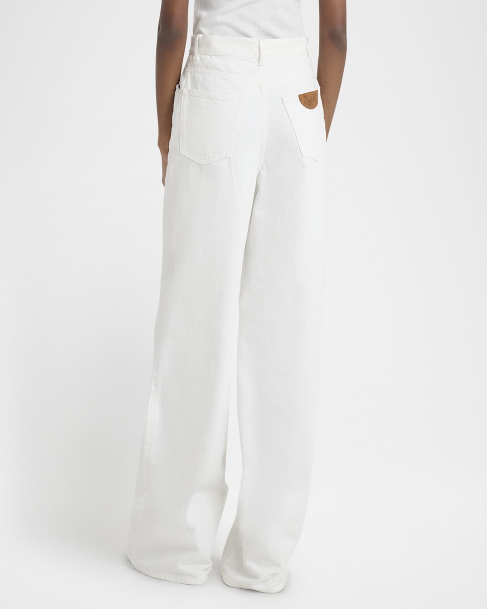 Chloe High-Rise White Denim Wide-Leg Palazzo Pants | Neiman Marcus