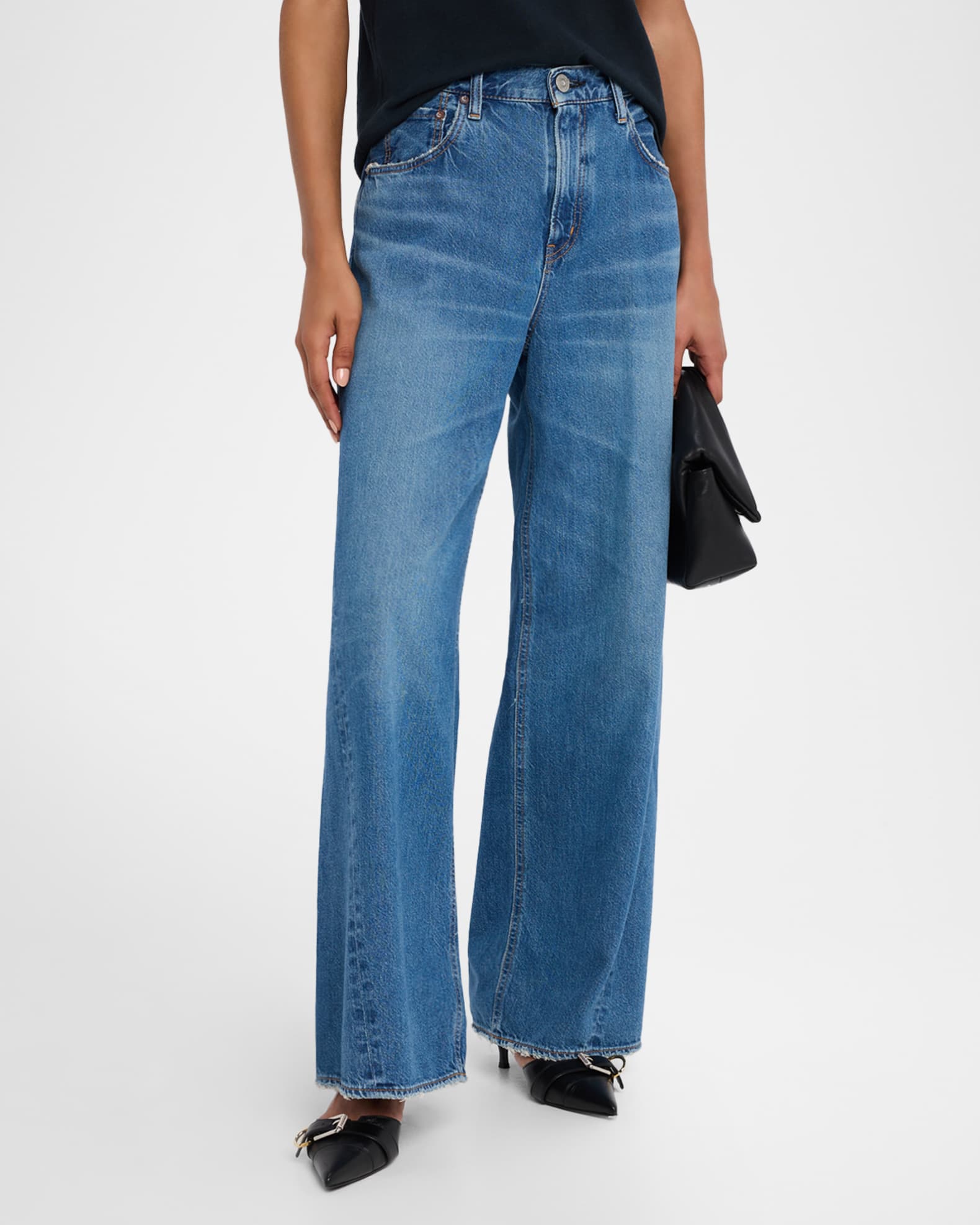 MOUSSY VINTAGE Atlanta Twisted Wide-Leg Jeans | Neiman Marcus