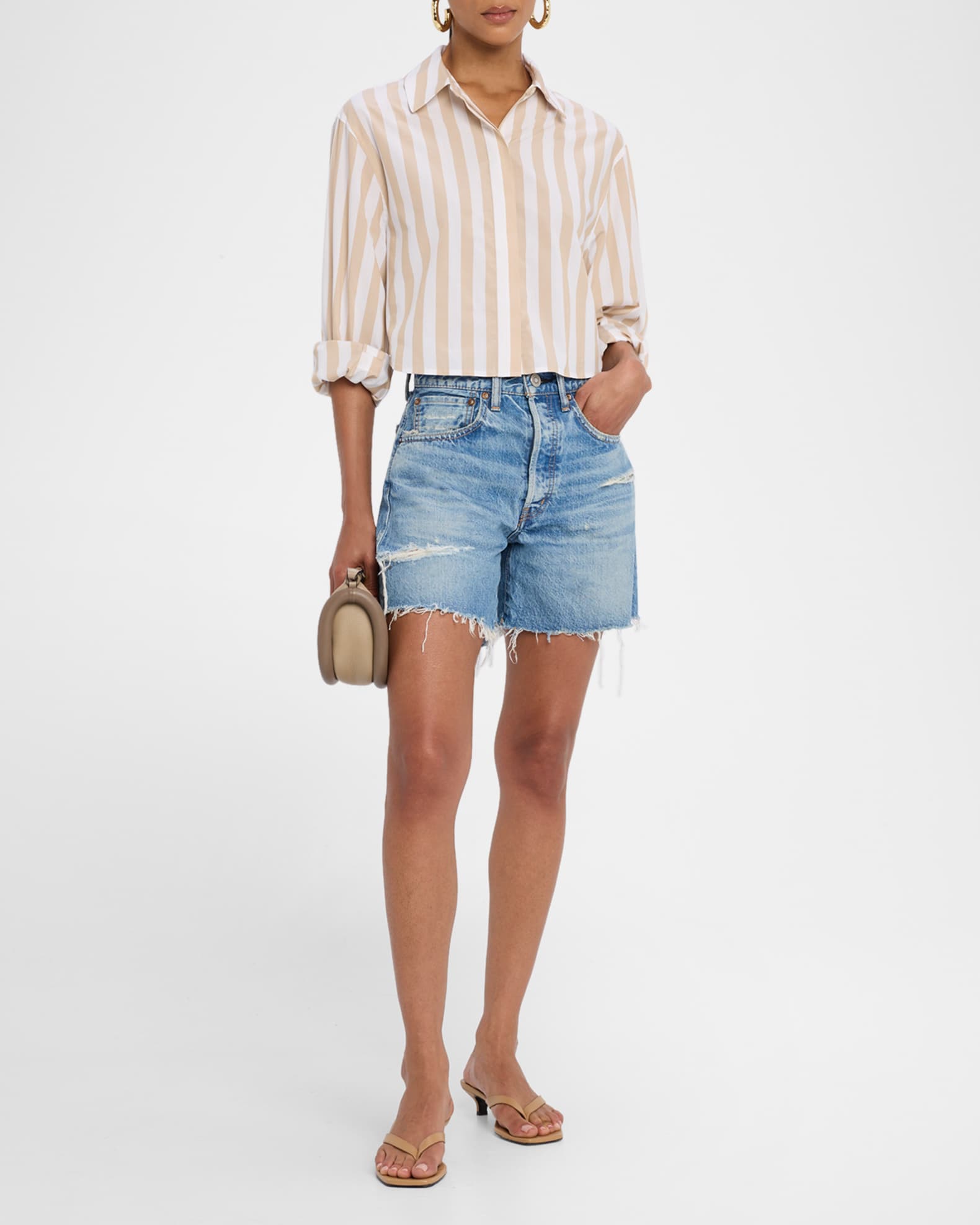 MOUSSY VINTAGE Kensington Distressed Denim Shorts | Neiman Marcus
