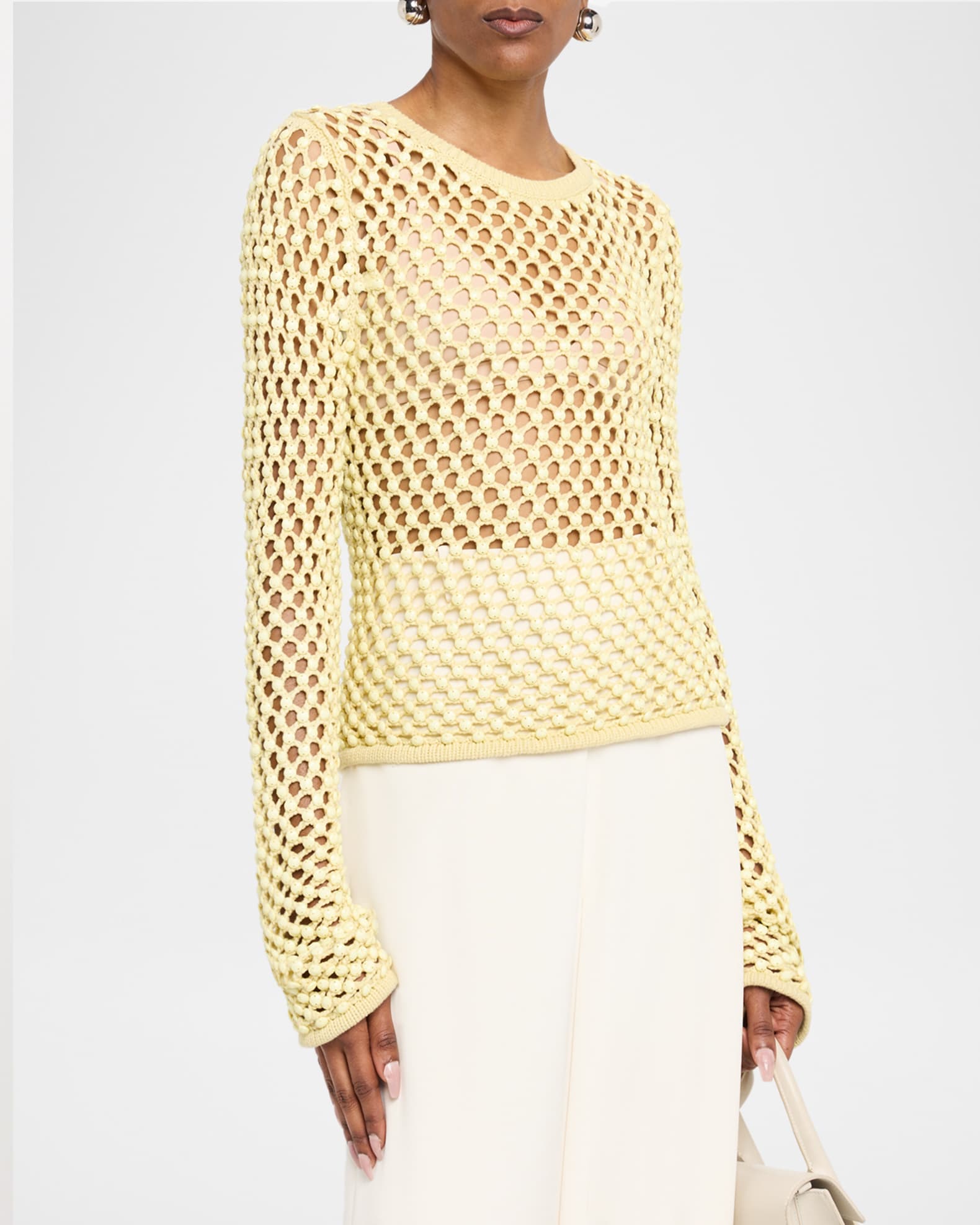Diotima Enid Crystal Mesh Long-Sleeve Top | Neiman Marcus
