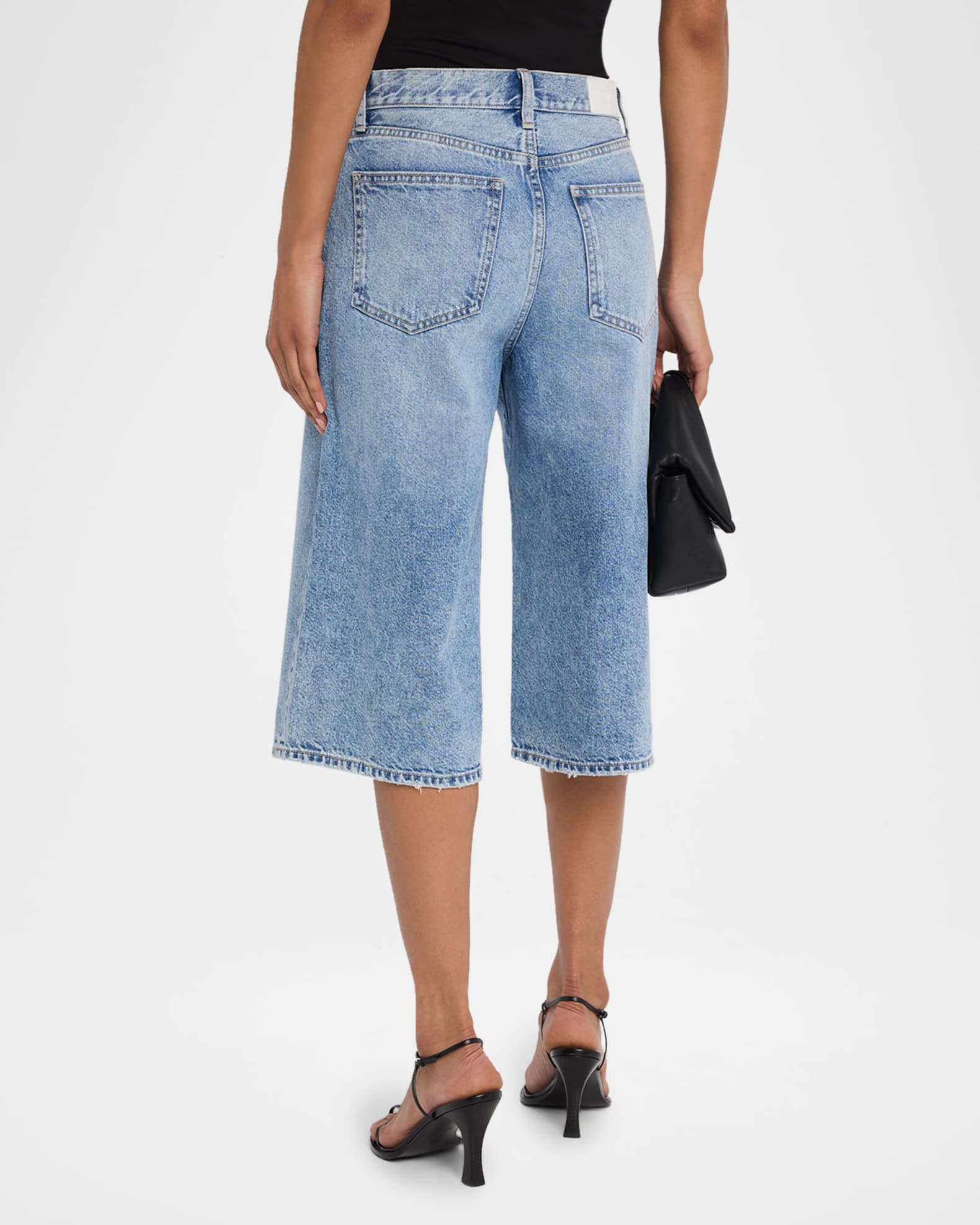 PISTOLA Linden High-Rise Long Denim Shorts | Neiman Marcus