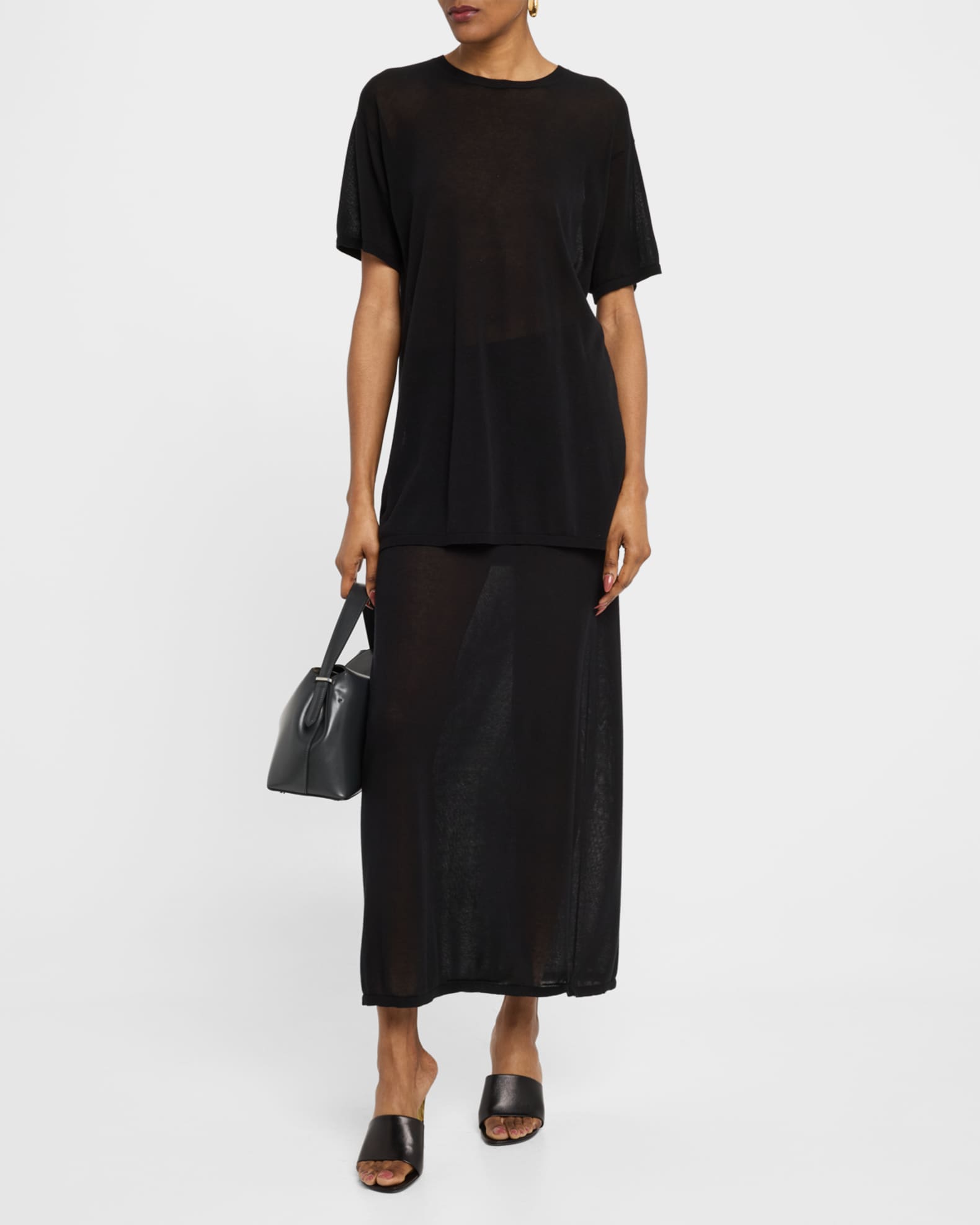 Toteme Cashmere-Blend Short-Sleeve Knit T-Shirt | Neiman Marcus