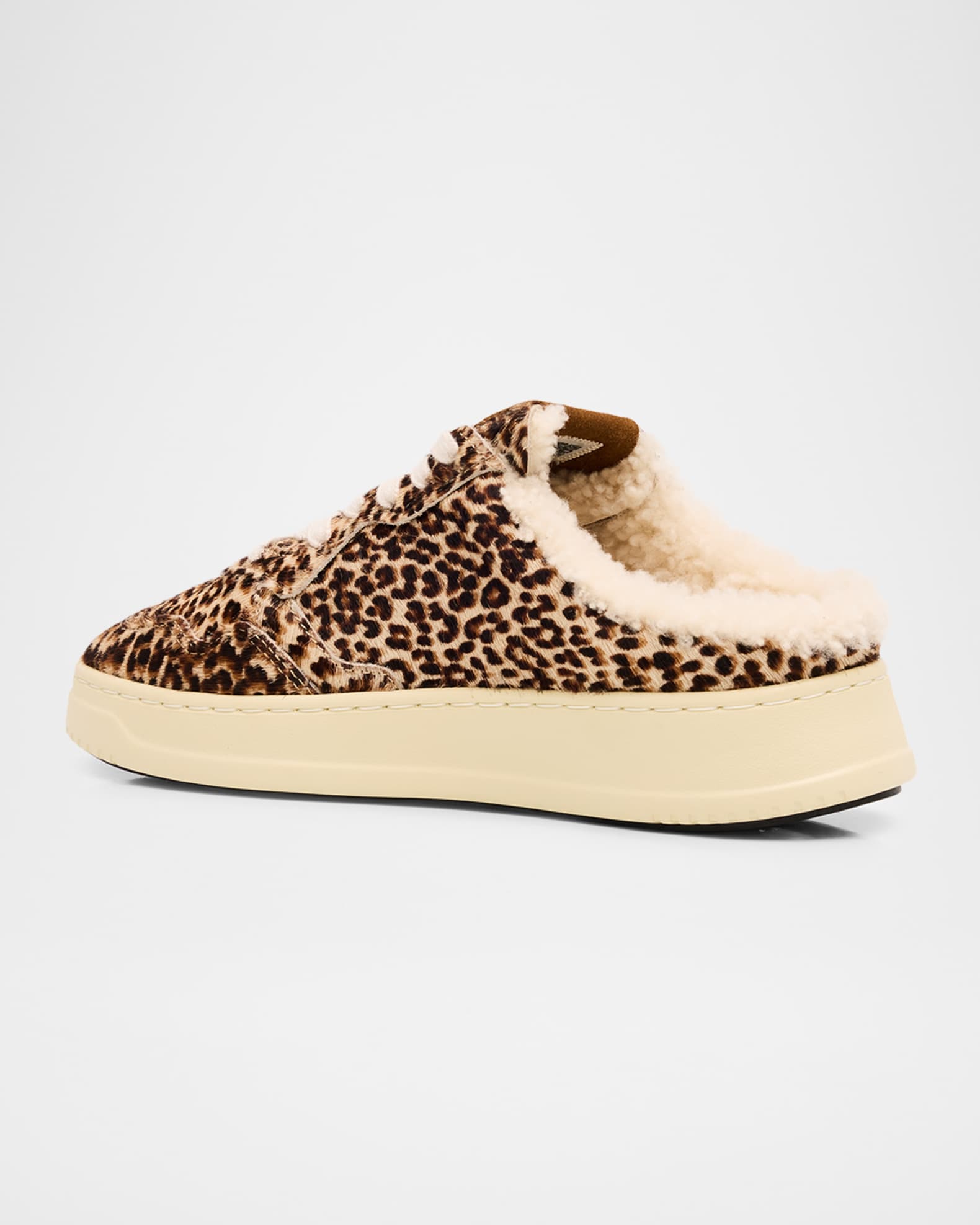 AUTRY Medalist Shearling-Lined Leopard Calf Hair Sneaker Mules | Neiman ...