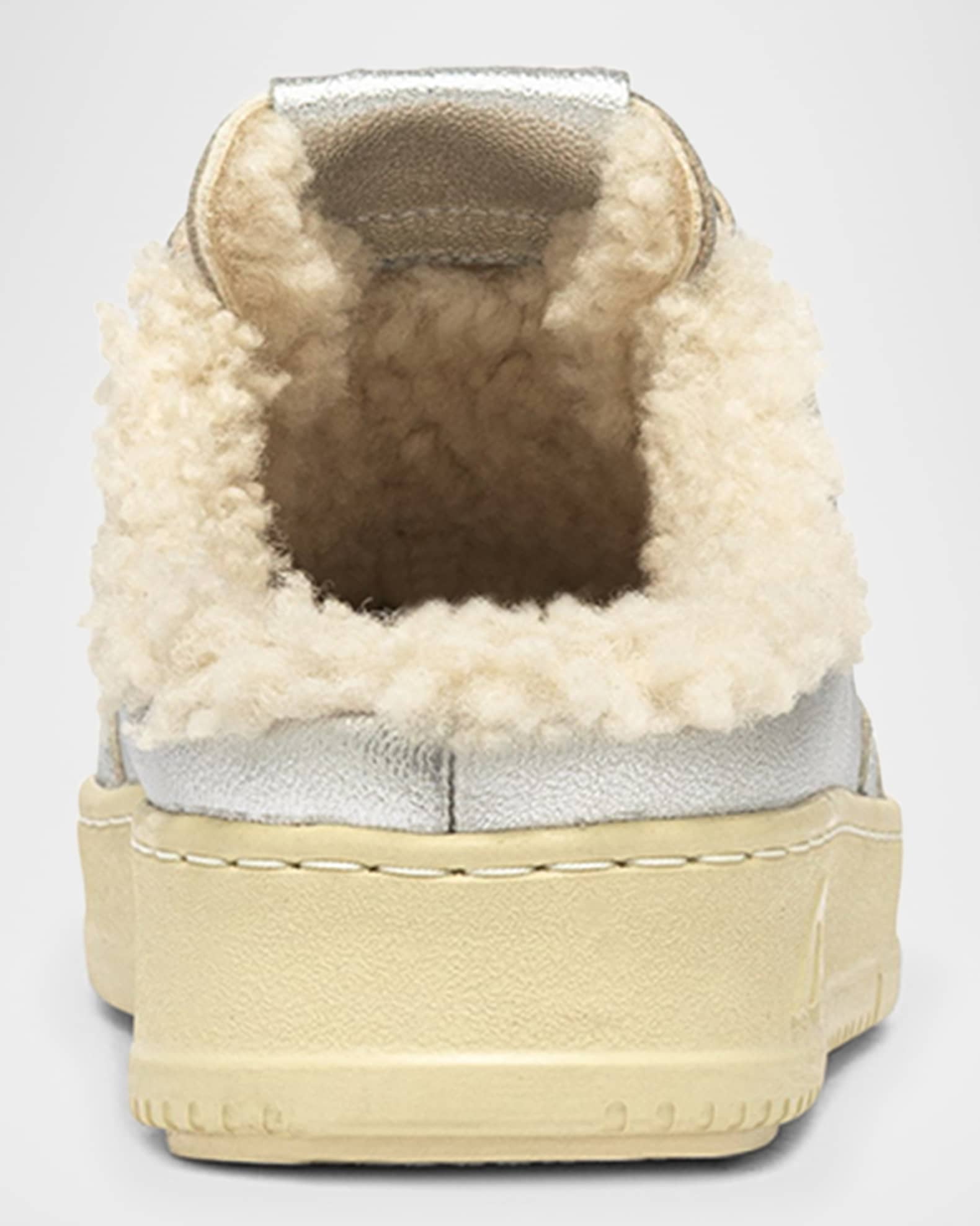 AUTRY Medalist Shearling-Lined Sneaker Mules | Neiman Marcus