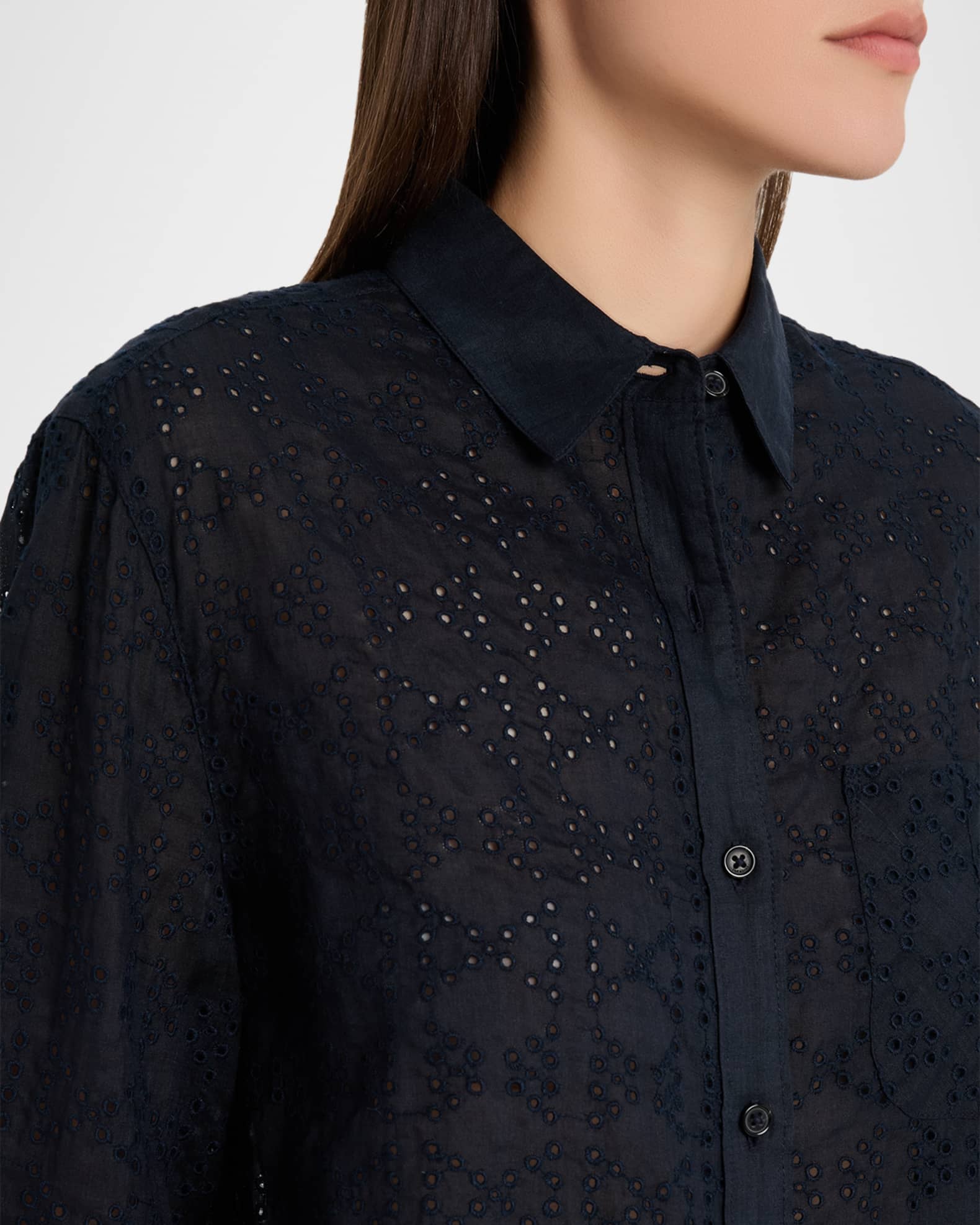 Rag & Bone Lucia Embroidered Button-Front Shirt | Neiman Marcus