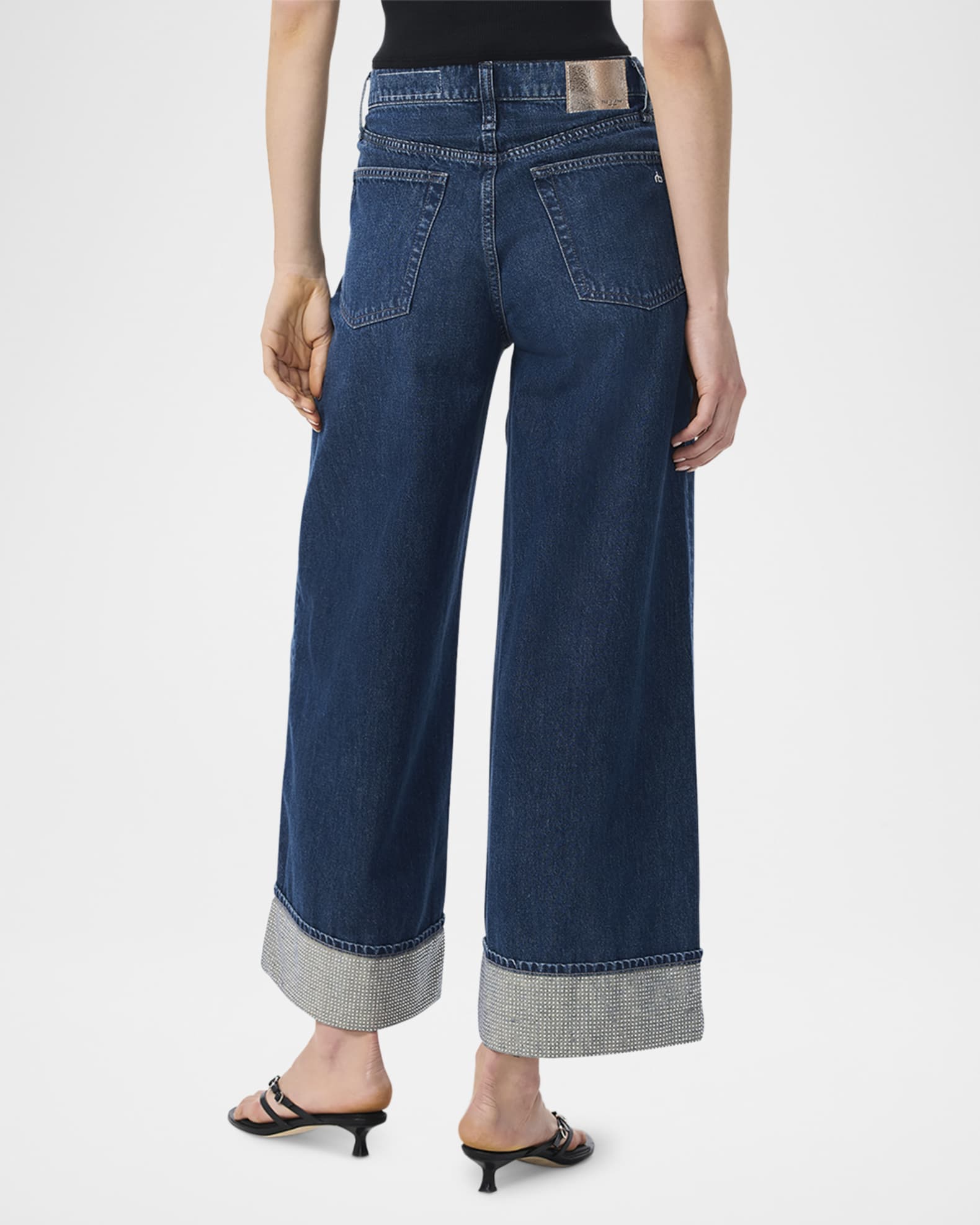 Rag & Bone Sofie High-Rise Embellished Ankle Cuff Jeans | Neiman Marcus
