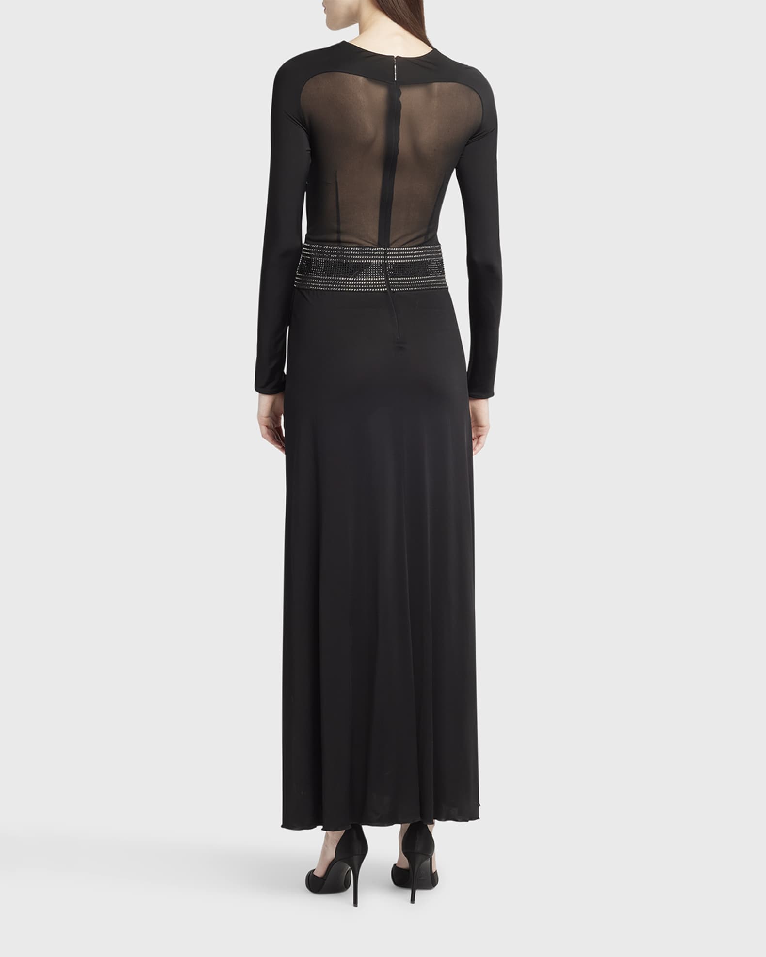 Giorgio Armani Crystal Sheer Midriff Jersey Gown | Neiman Marcus