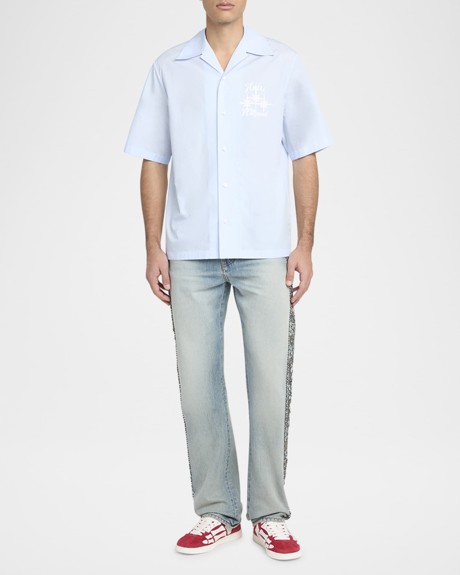 Amiri Men's Pacific Bones Suede Low-Top Sneakers | Neiman Marcus