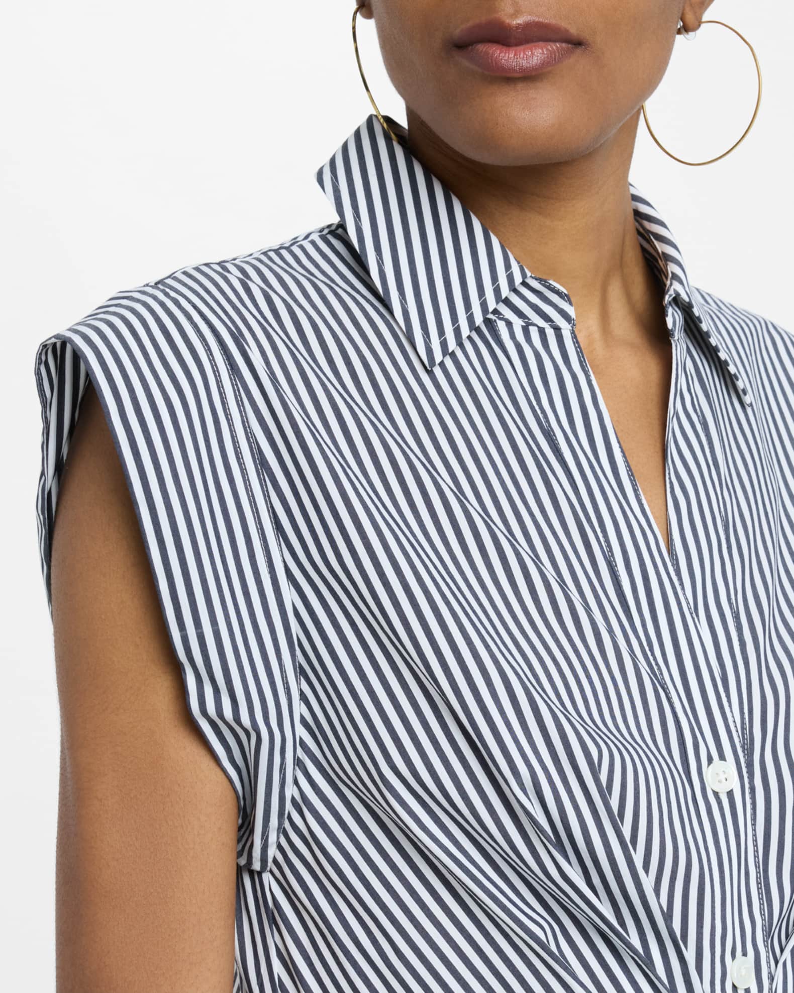 Veronica Beard Sleeveless Haydon Striped Shirtdress | Neiman Marcus