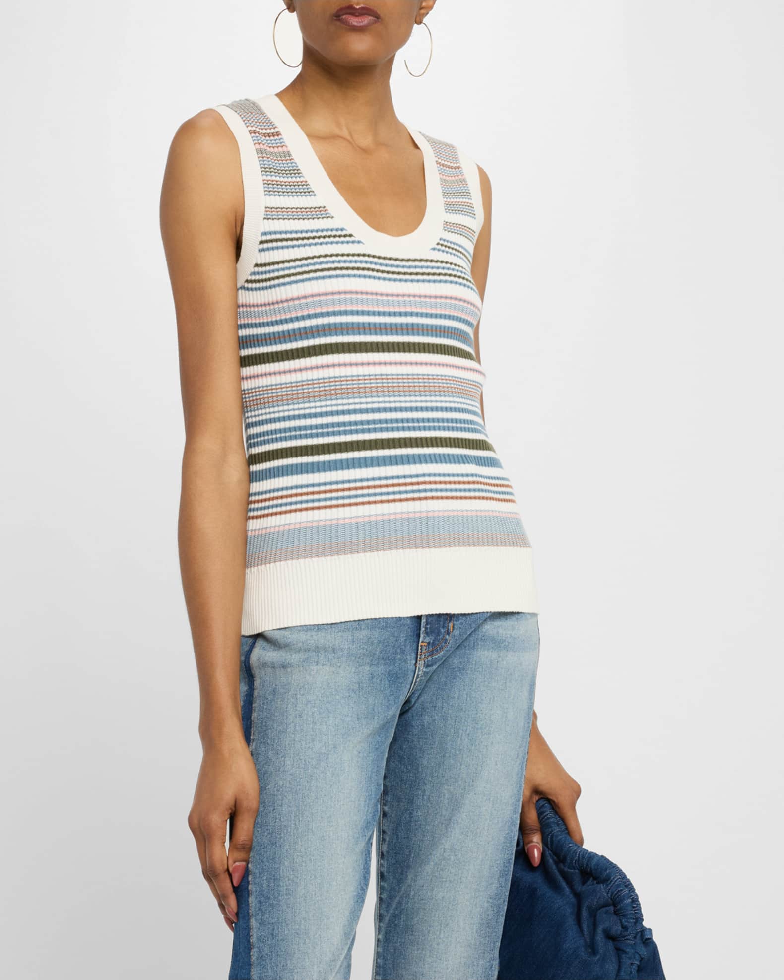 Veronica Beard Ezinna Stripe Knit Tank Top | Neiman Marcus