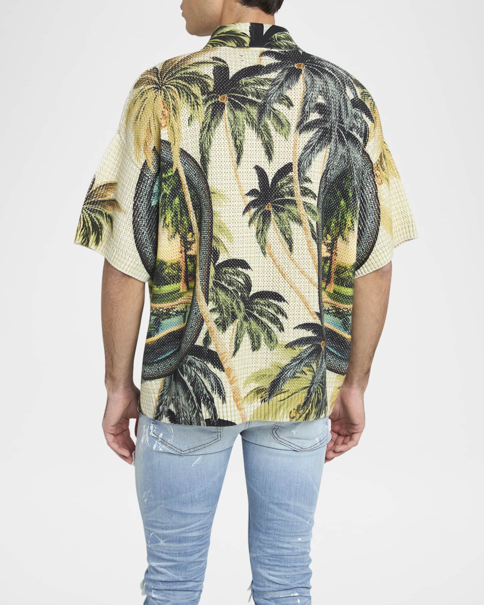 Amiri Men's Short-Sleeve Knit Paradise Shirt | Neiman Marcus