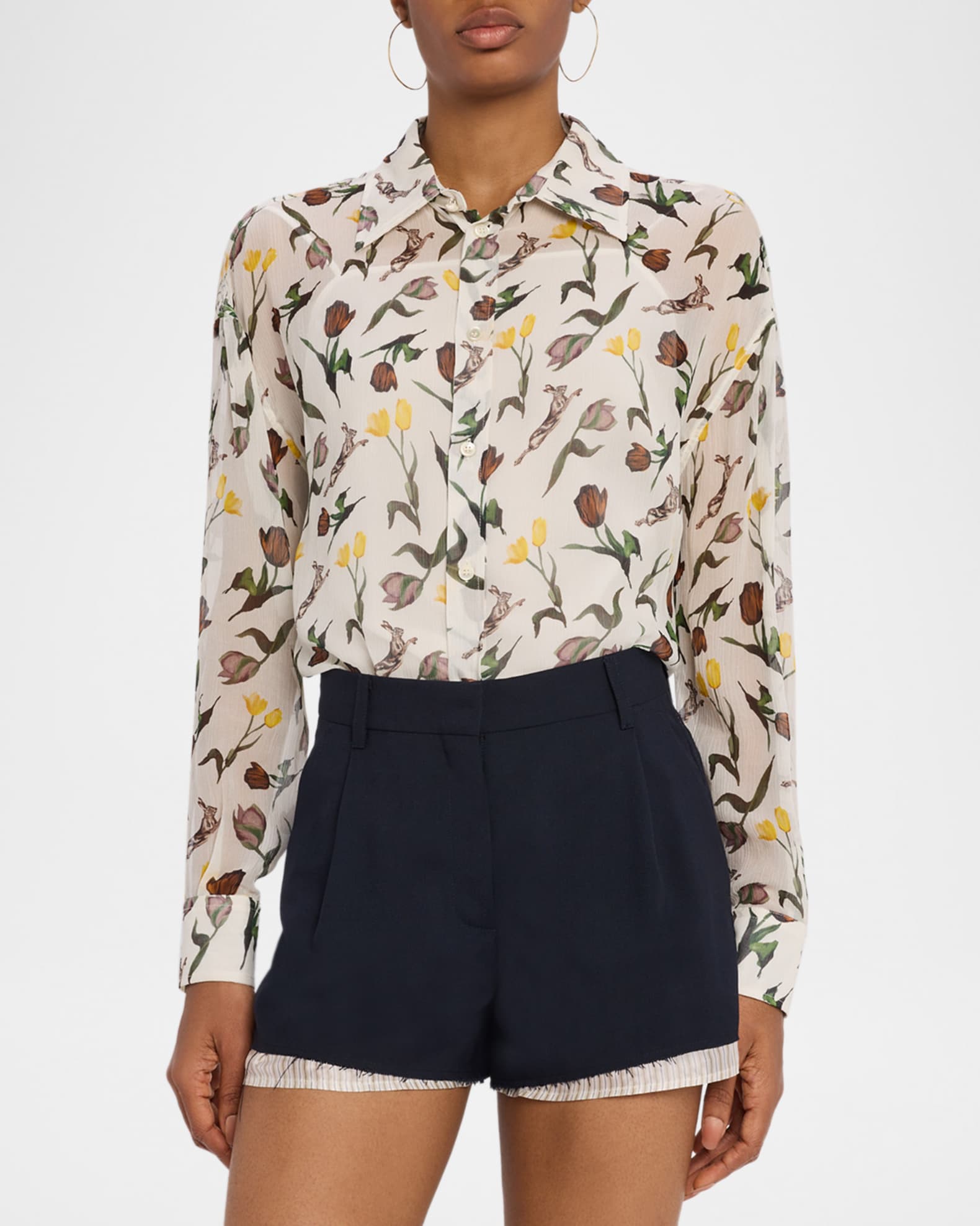 Marni Floral-Print Button-Down Shirt | Neiman Marcus