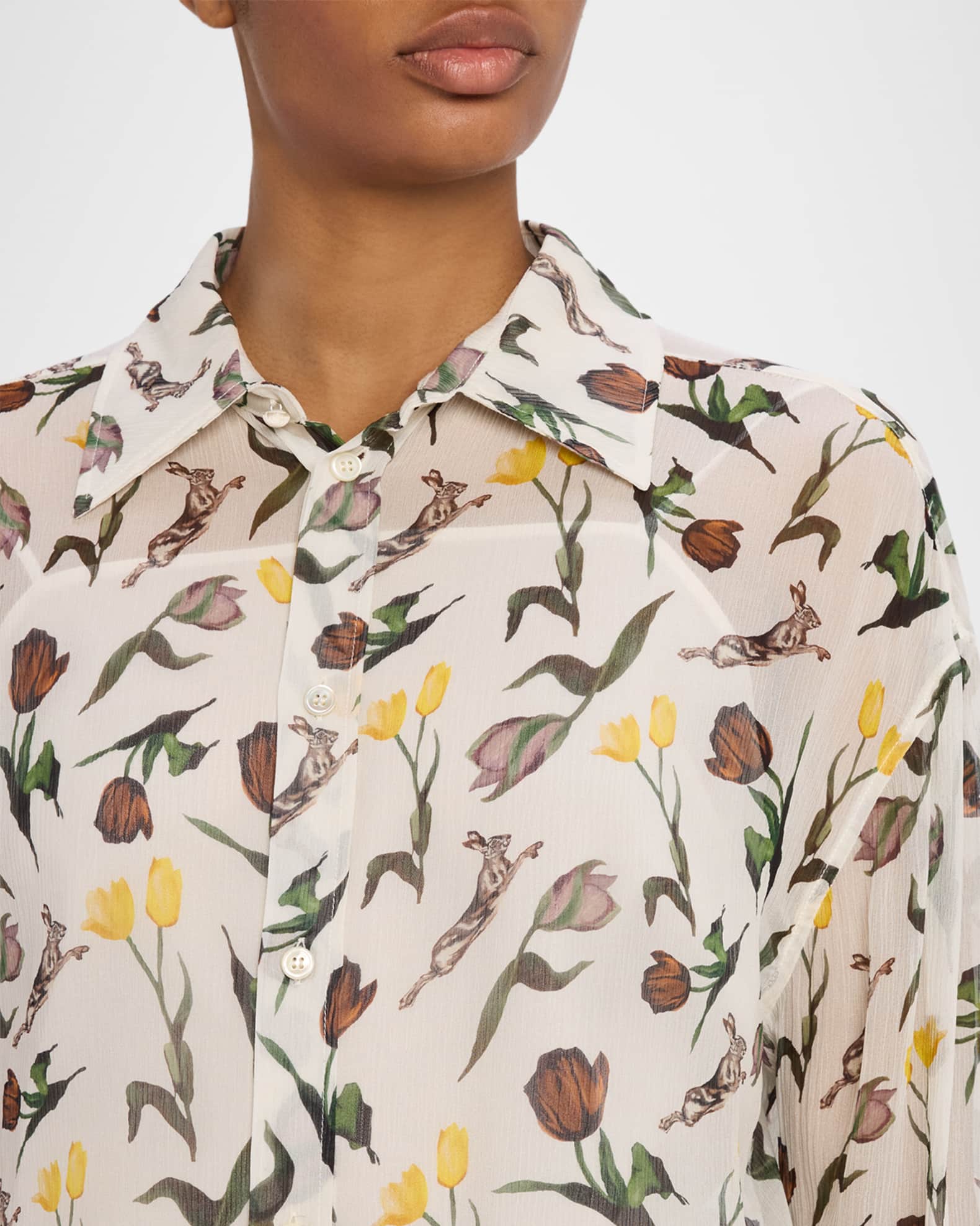 Marni Floral-Print Button-Down Shirt | Neiman Marcus