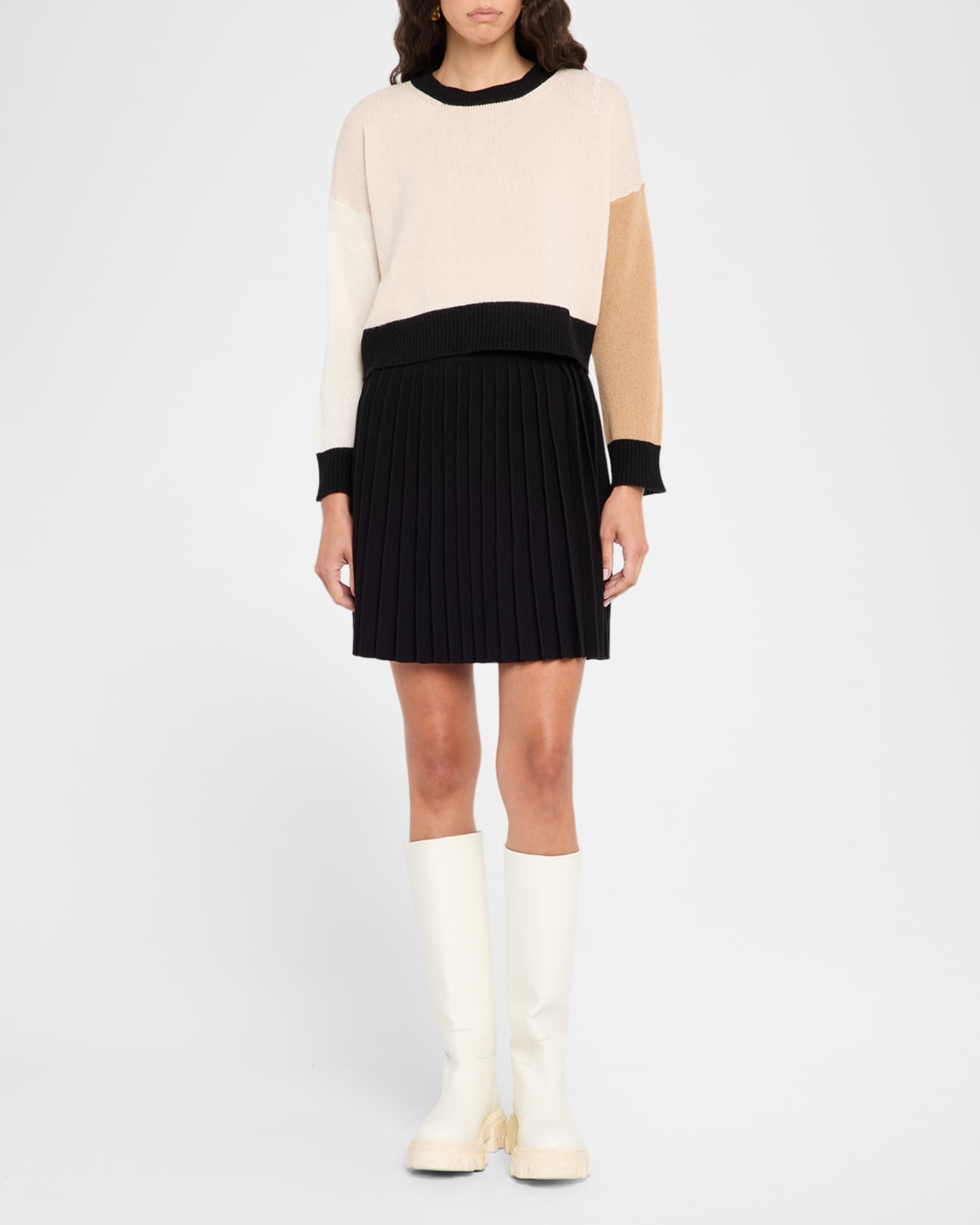 Marni Colorblock Cashmere Crewneck Sweater | Neiman Marcus