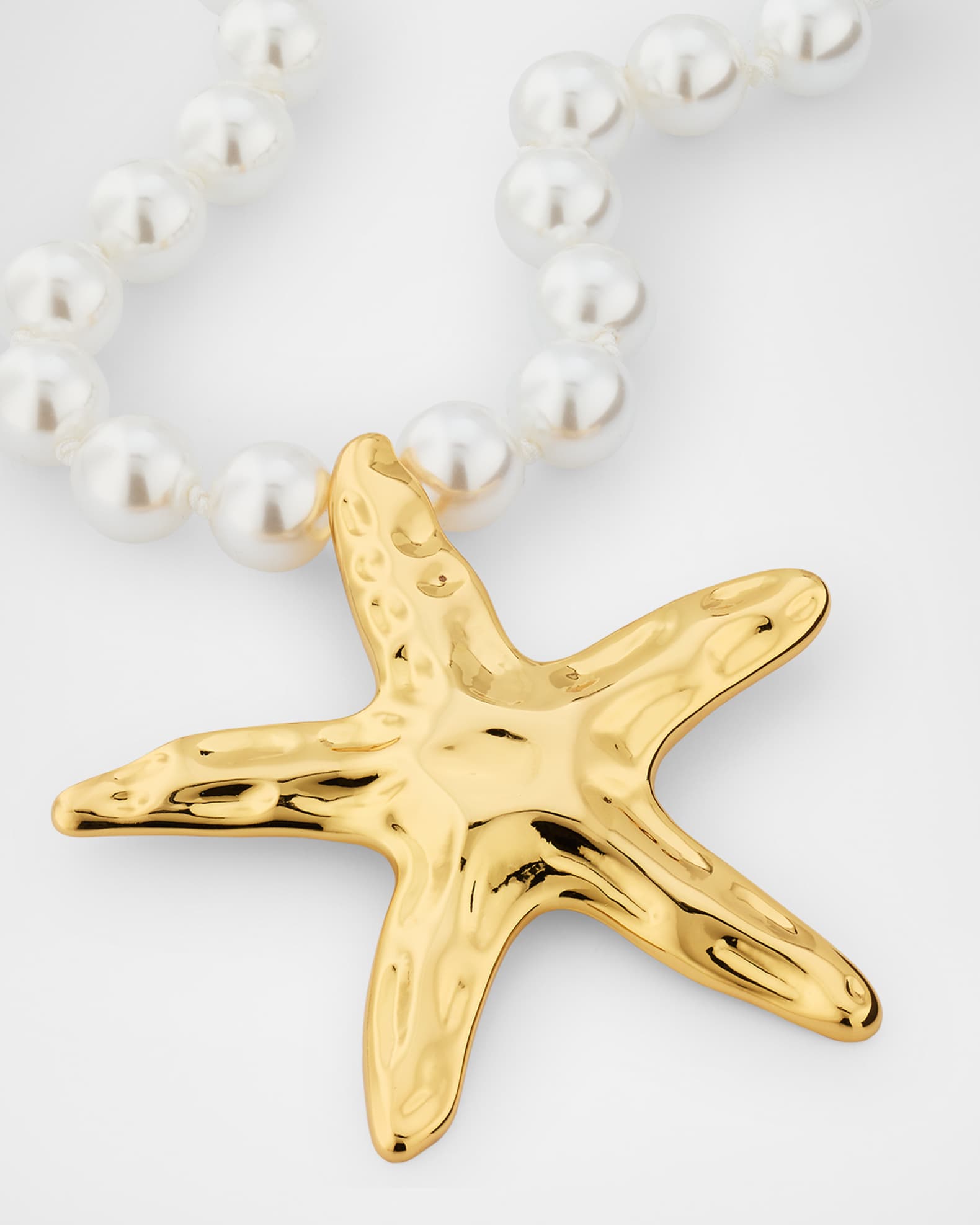 Kenneth Jay Lane Hand knotted Pearly Necklace with Starfish Pendant ...