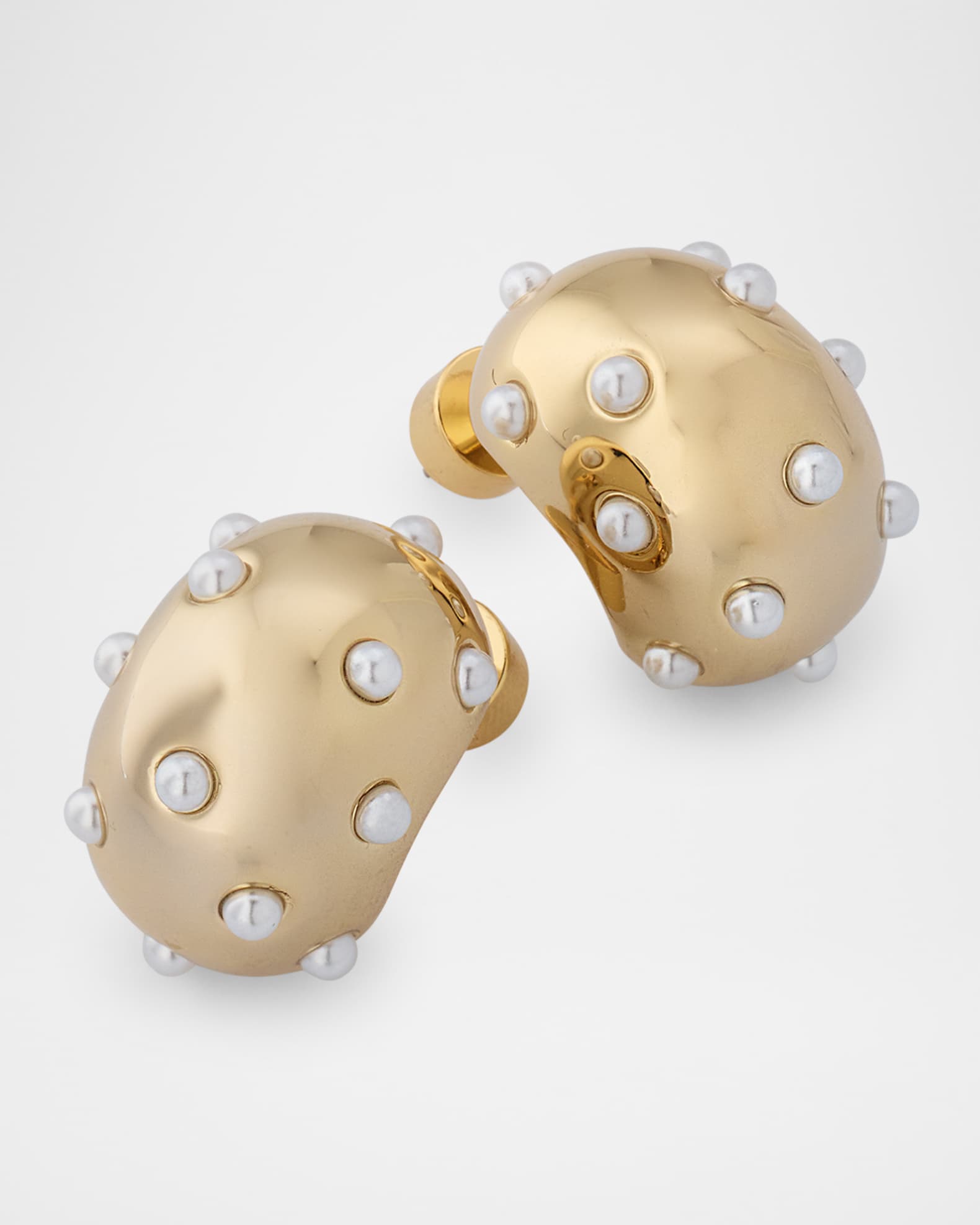 Kenneth Jay Lane 14K Yellow Gold Plated Pearly Huggie Hoop Earrings ...