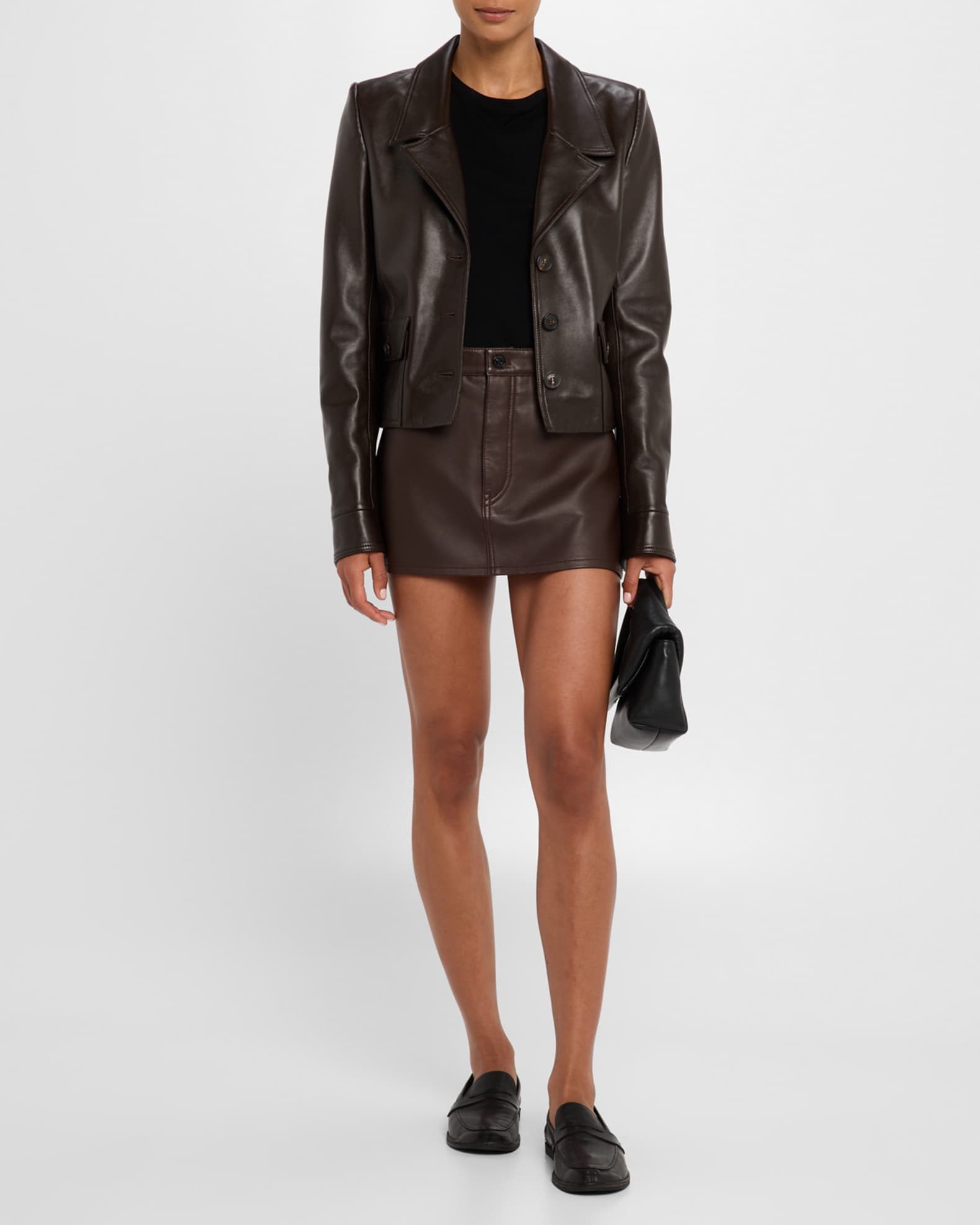 FRAME The Leather Cuffed Jacket | Neiman Marcus