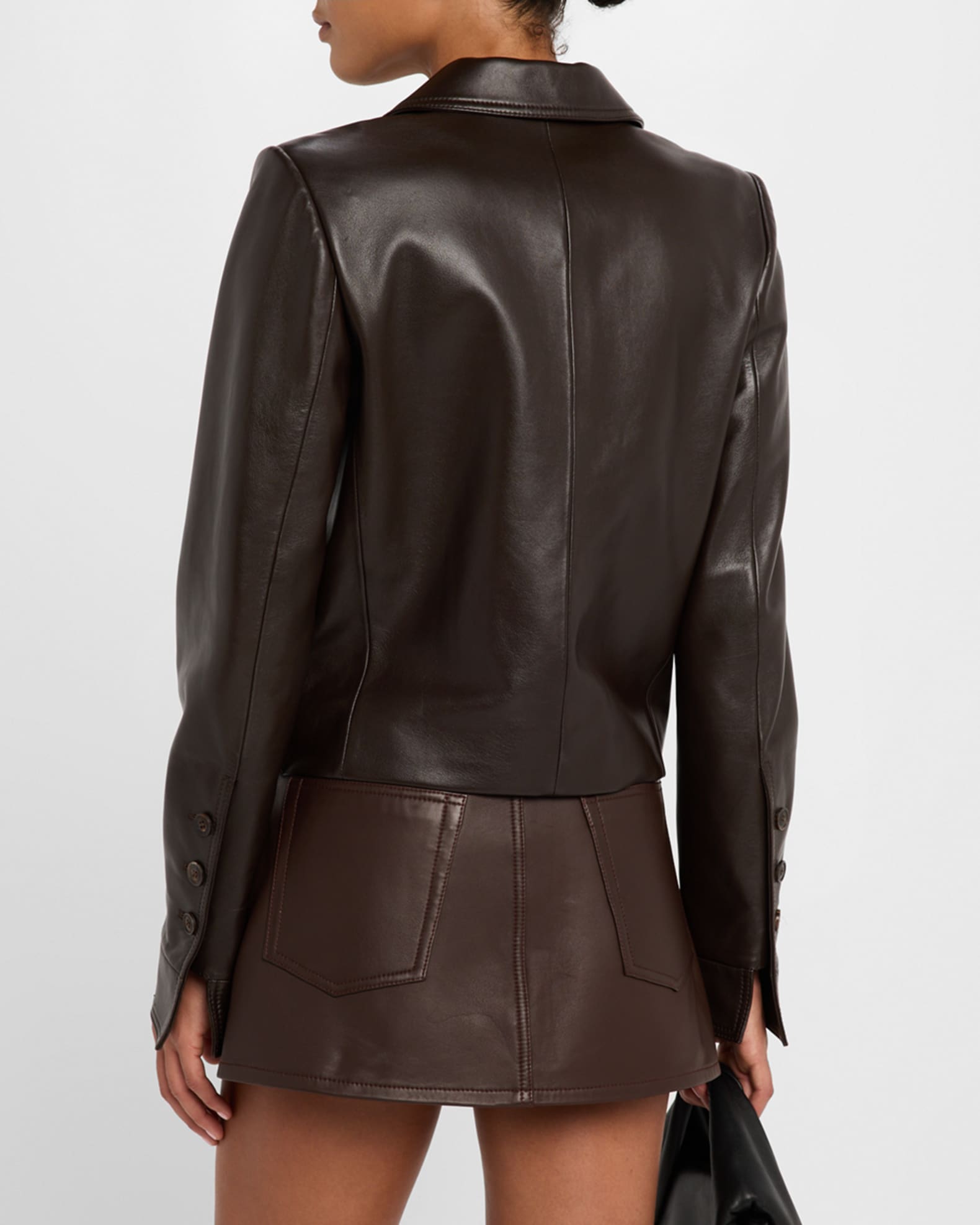 FRAME The Leather Cuffed Jacket | Neiman Marcus