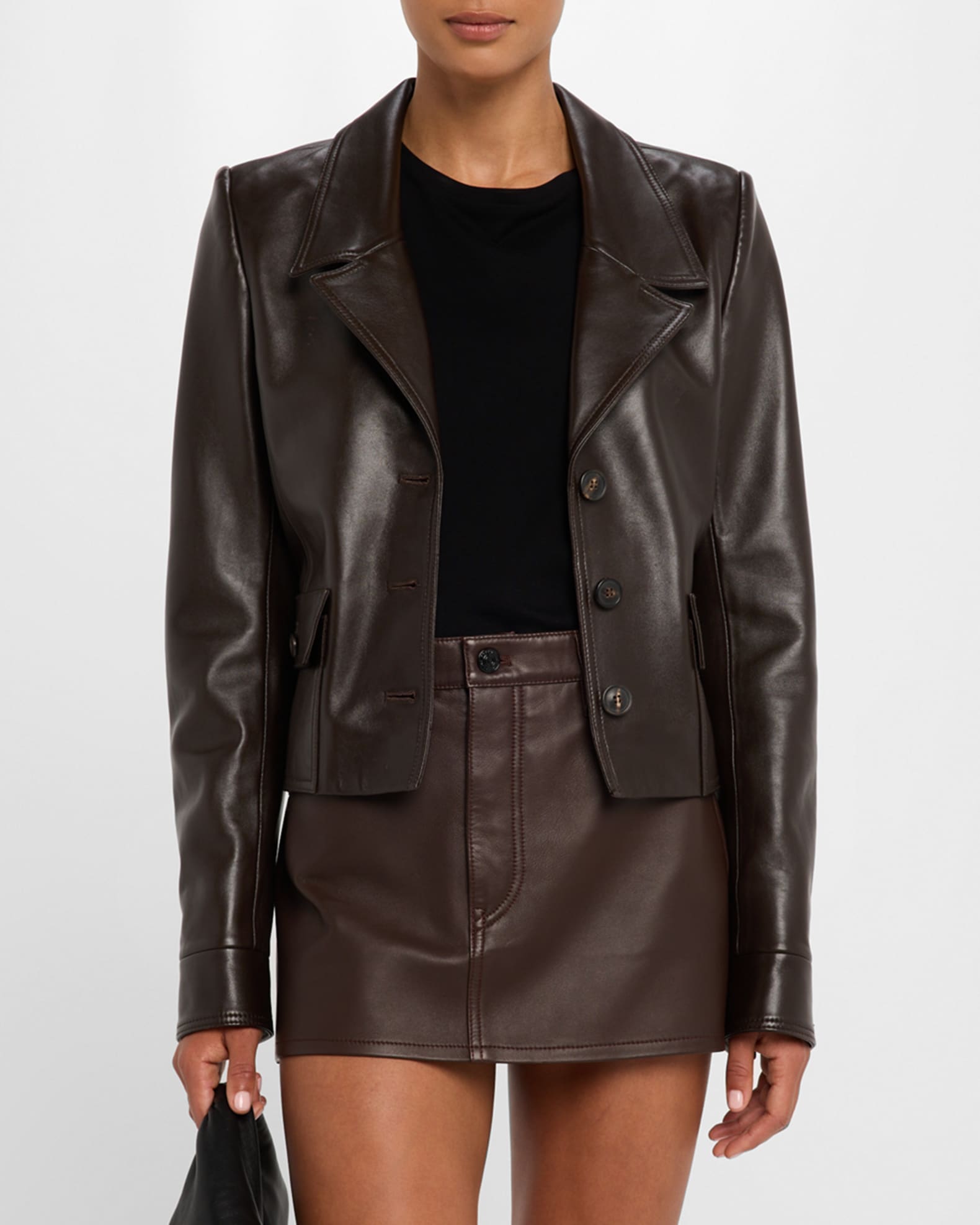 FRAME The Leather Cuffed Jacket | Neiman Marcus
