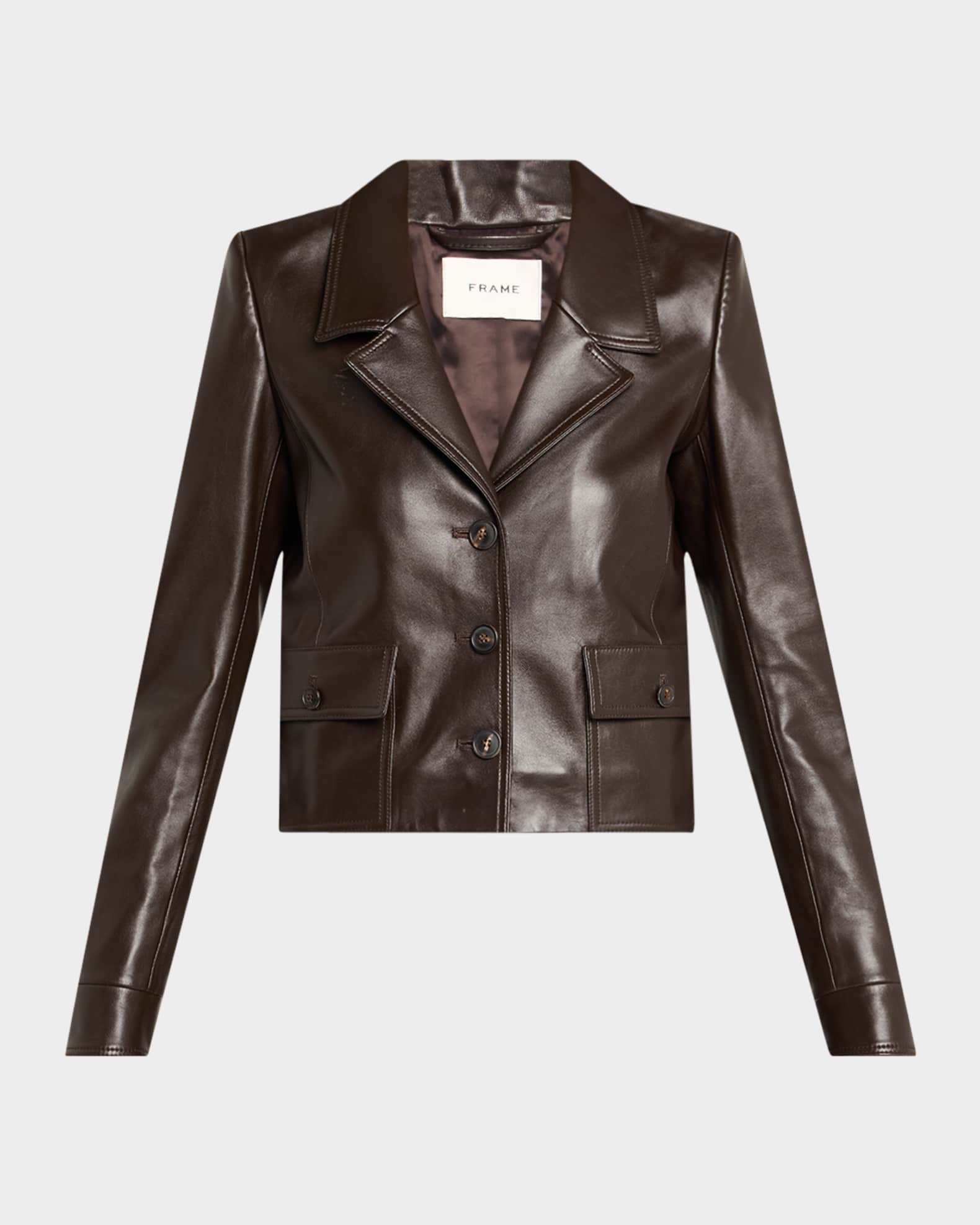 FRAME The Leather Cuffed Jacket | Neiman Marcus