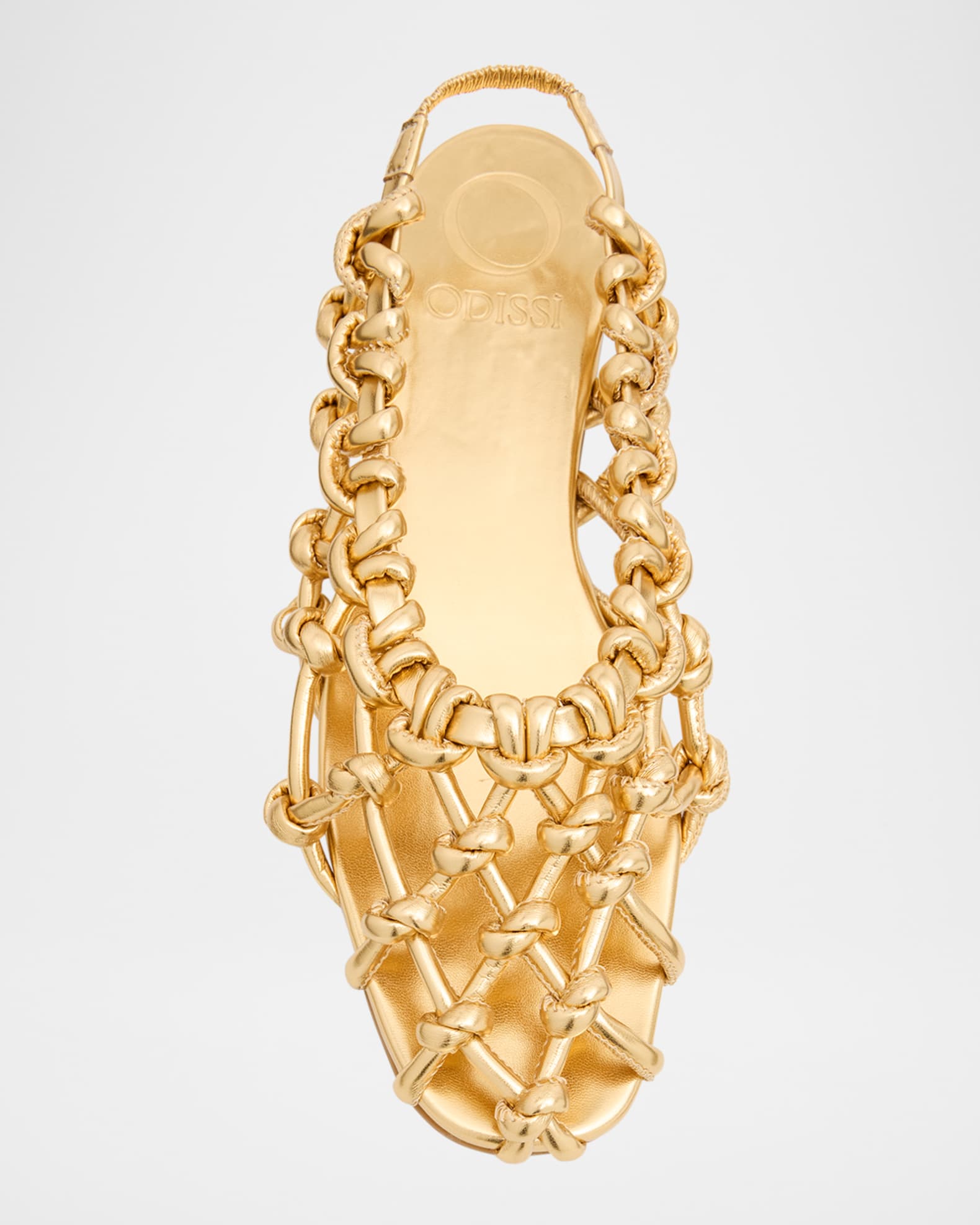 Odissi Viviane Metallic Knotted Mesh Slingback Flats | Neiman Marcus
