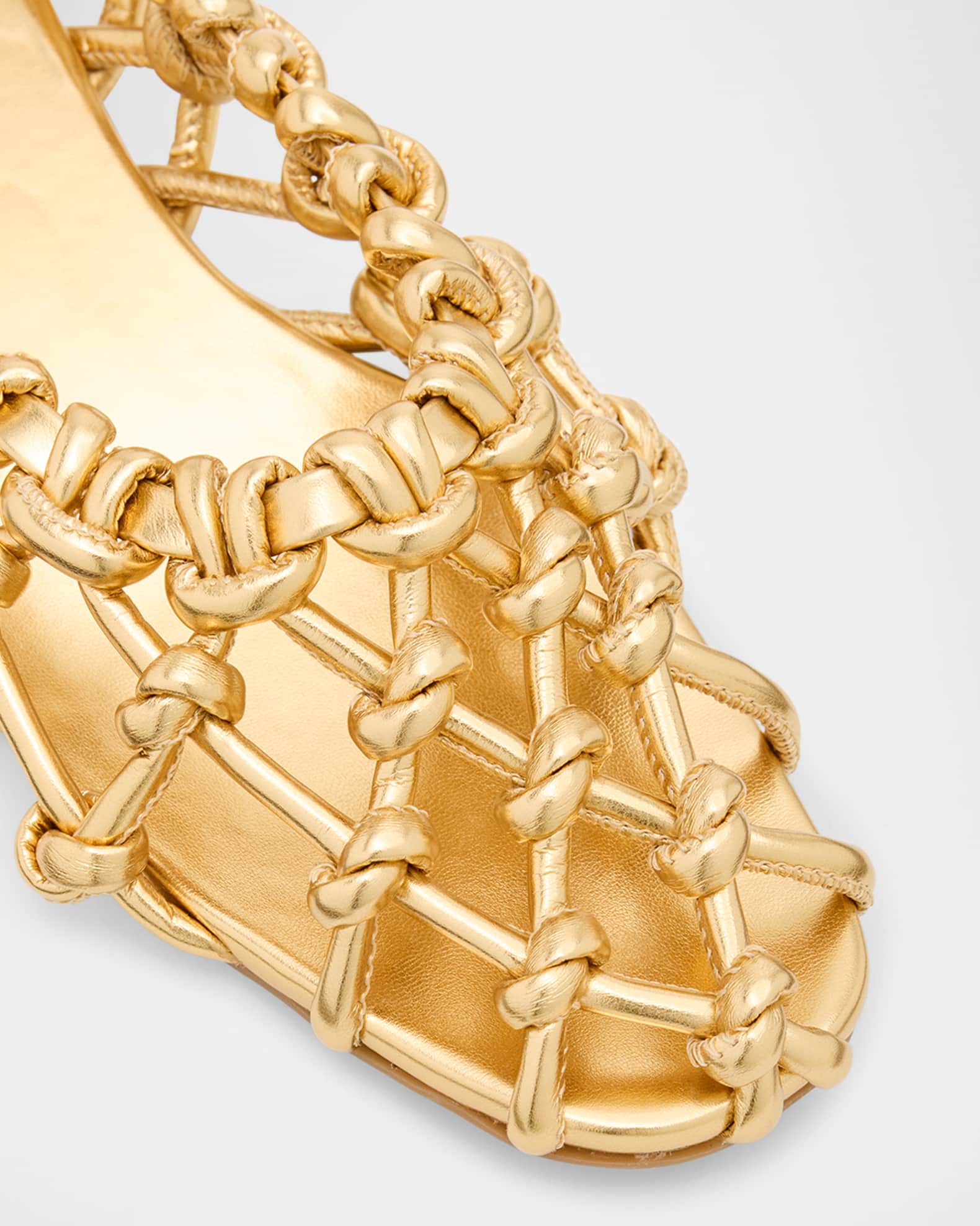 Odissi Viviane Metallic Knotted Mesh Slingback Flats | Neiman Marcus