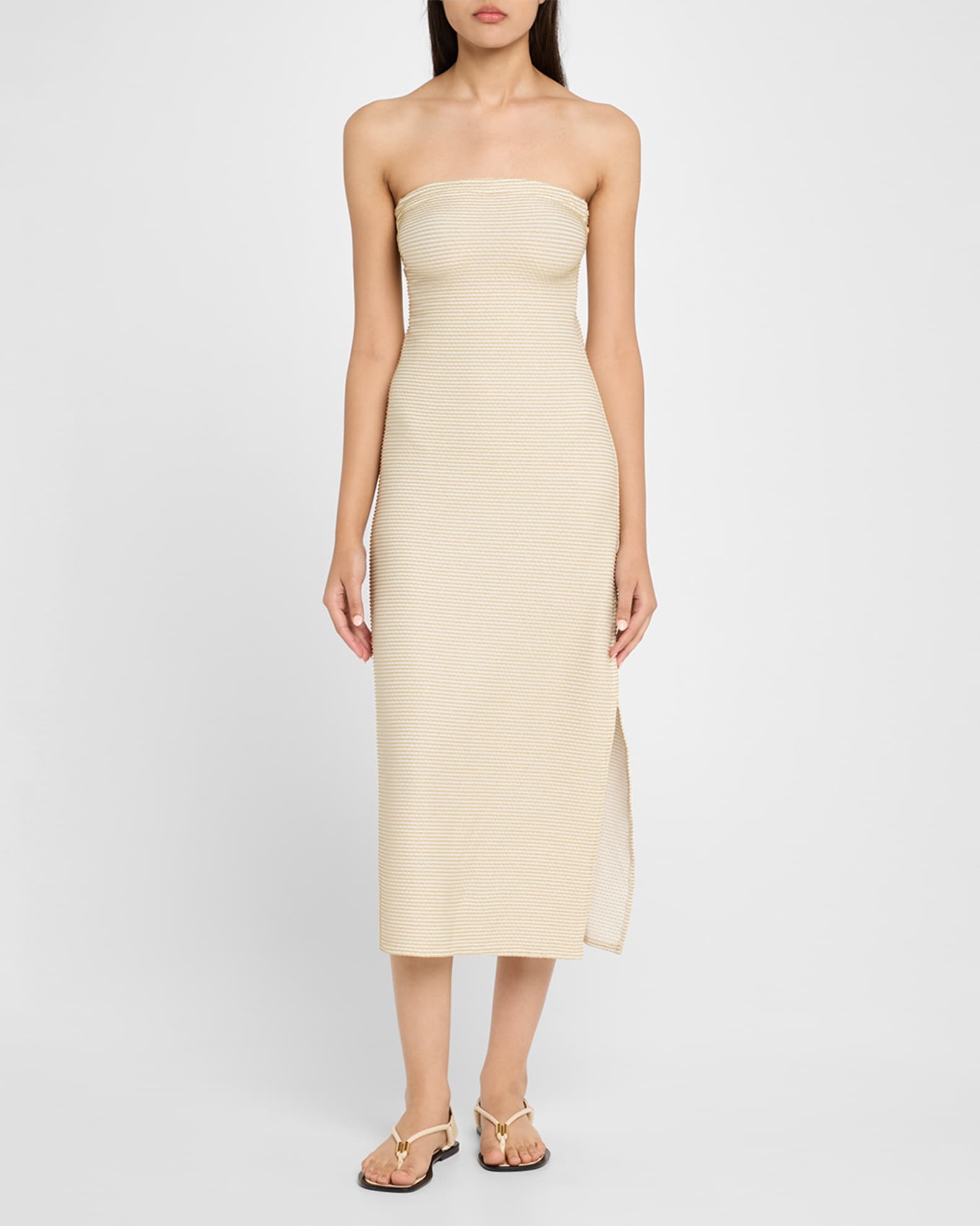 Ramy Brook Scallop Nava Strapless Midi Dress | Neiman Marcus