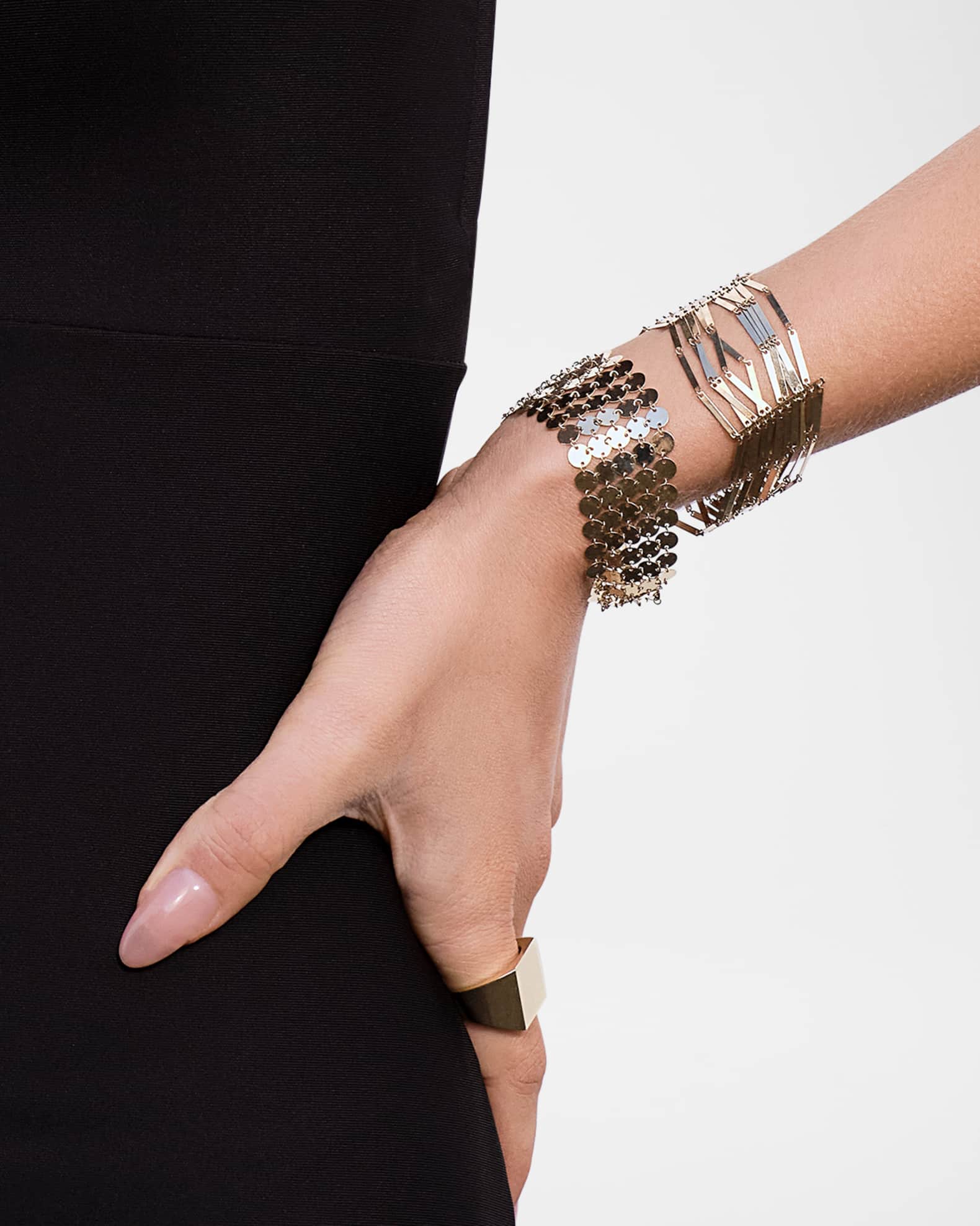 LANA Laser-Cut Rectangle Chainmail Bracelet in 14K Gold | Neiman Marcus