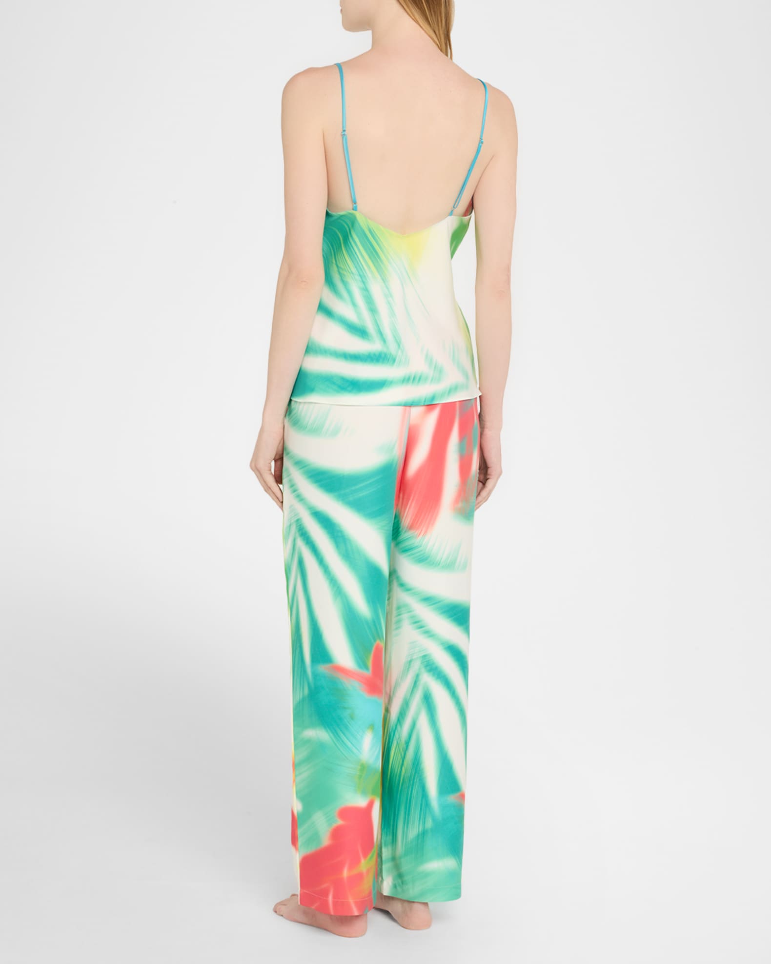 Natori Usami Botanical-Print Charmeuse Pajama Set | Neiman Marcus