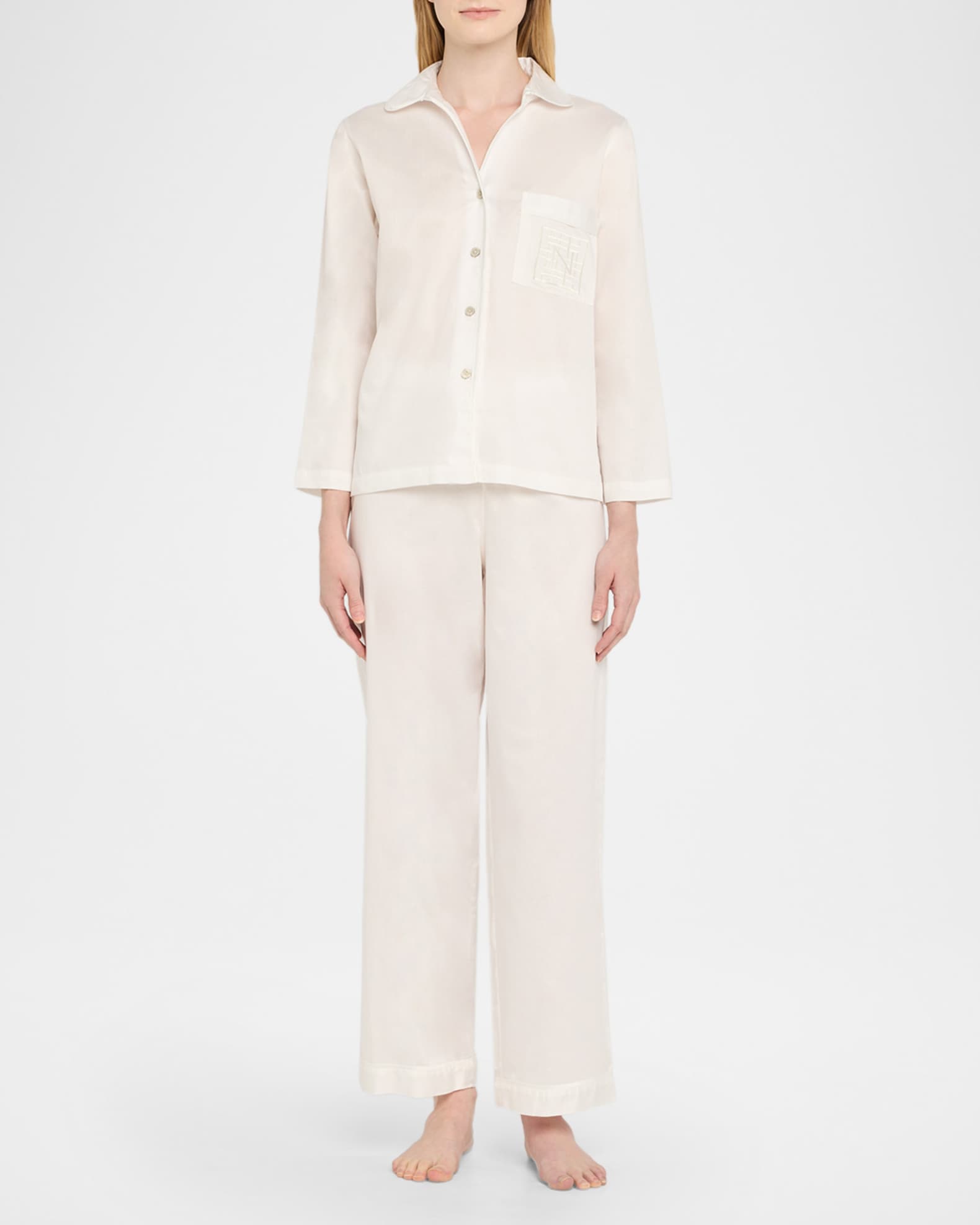 Natori Cropped Cotton Sateen Pajama Set | Neiman Marcus