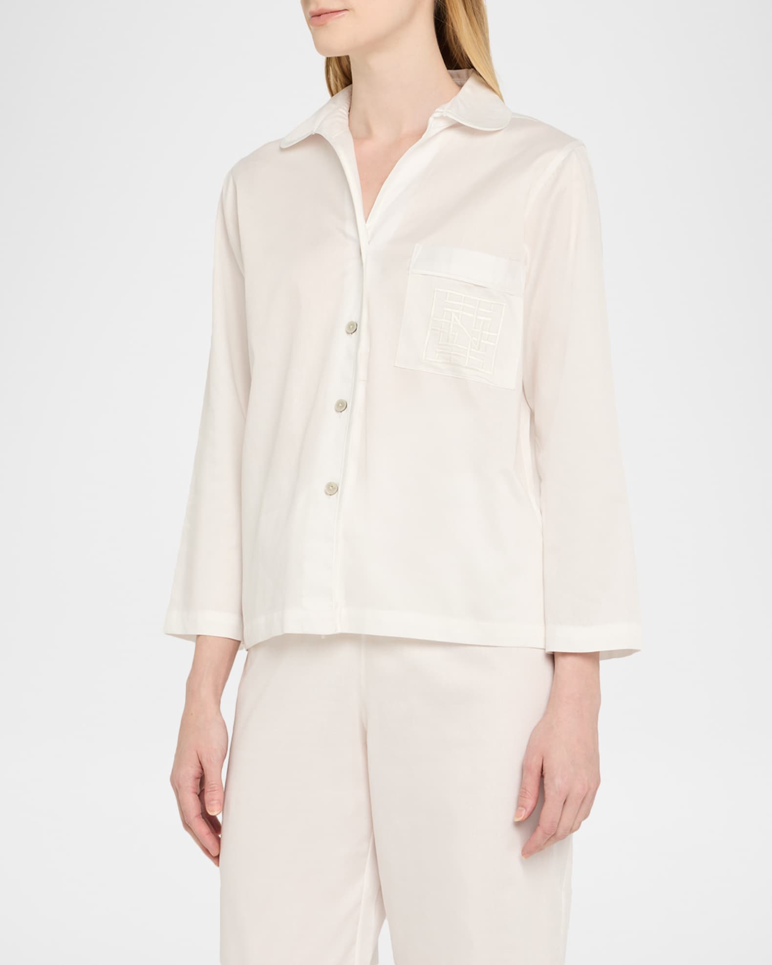 Natori Cropped Cotton Sateen Pajama Set | Neiman Marcus