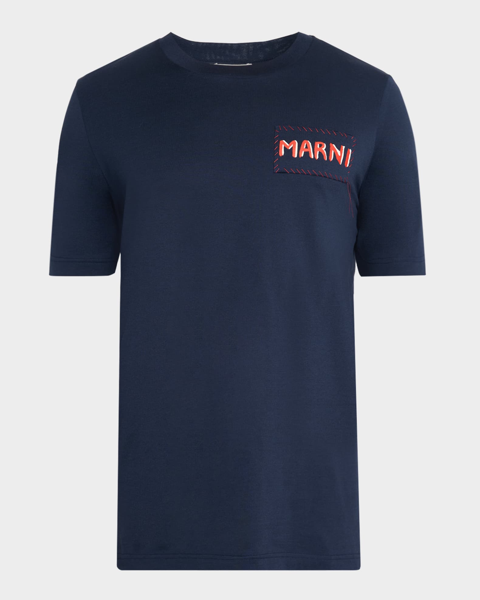 Marni Men's Marni Mending Logo Patch Crewneck T-Shirt | Neiman Marcus