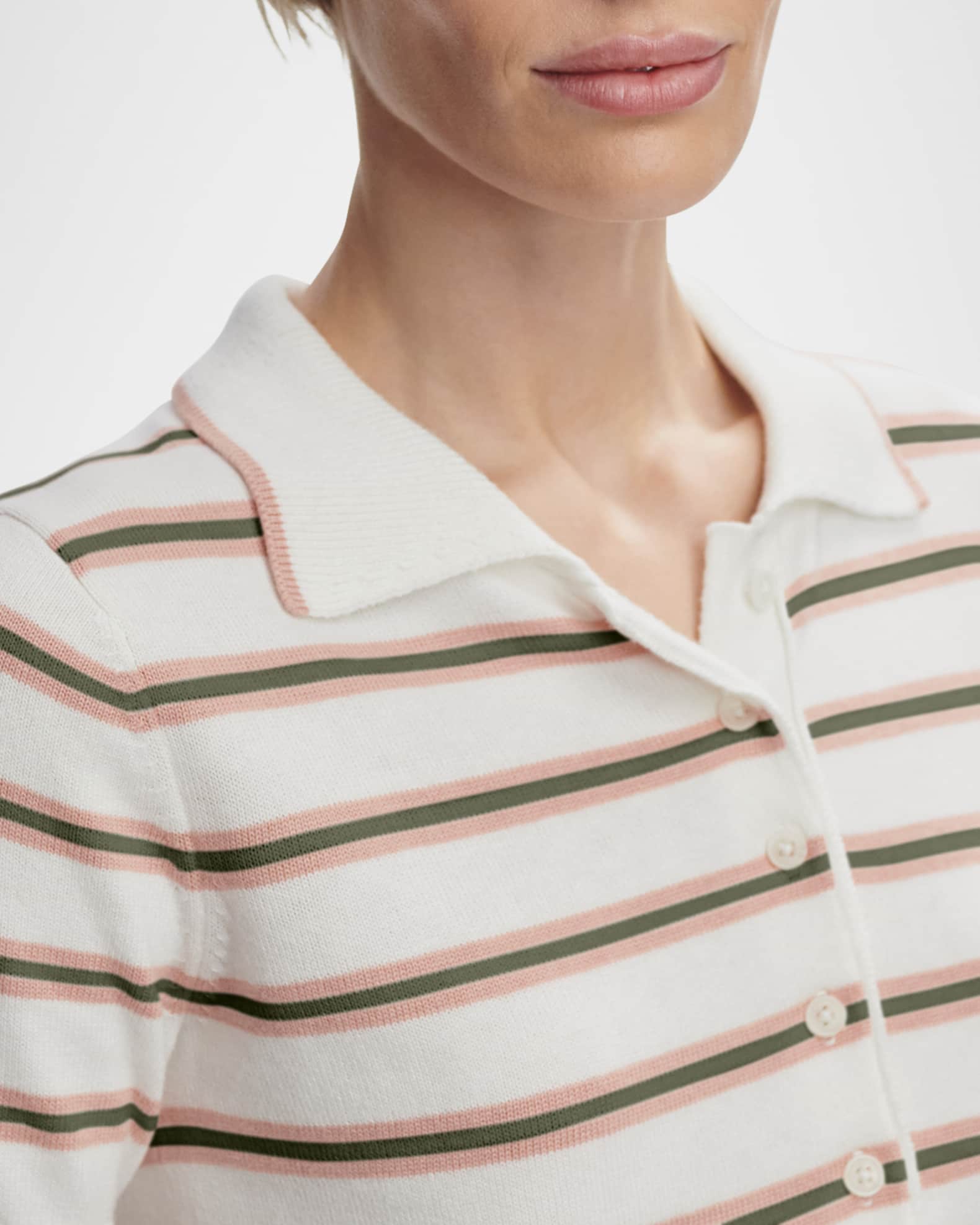 Varley Faustine Striped Fine-Knit Polo | Neiman Marcus