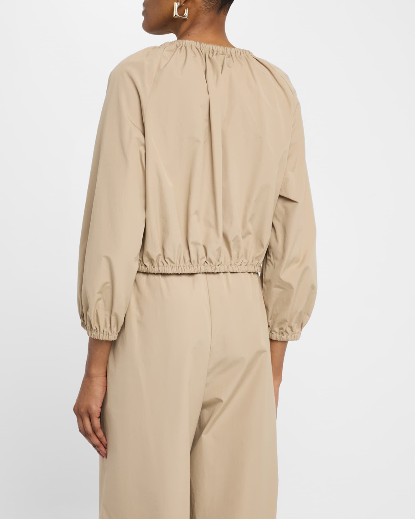 Lafayette 148 New York Cropped Organic Cotton Poplin Bubble Jacket ...