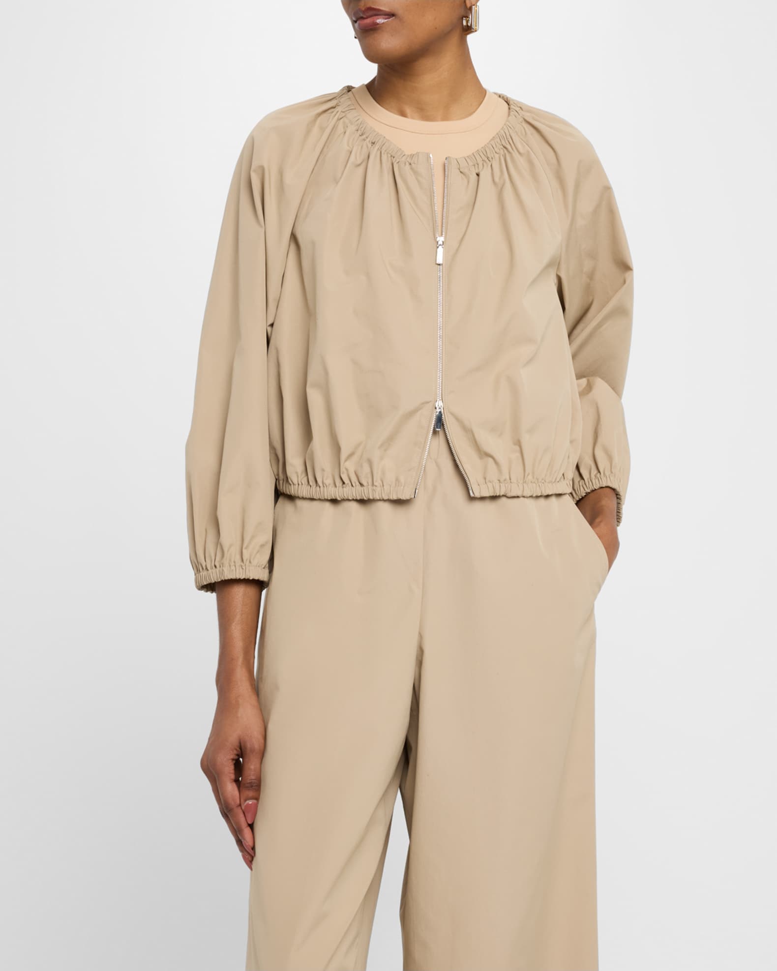 Lafayette 148 New York Cropped Organic Cotton Poplin Bubble Jacket ...