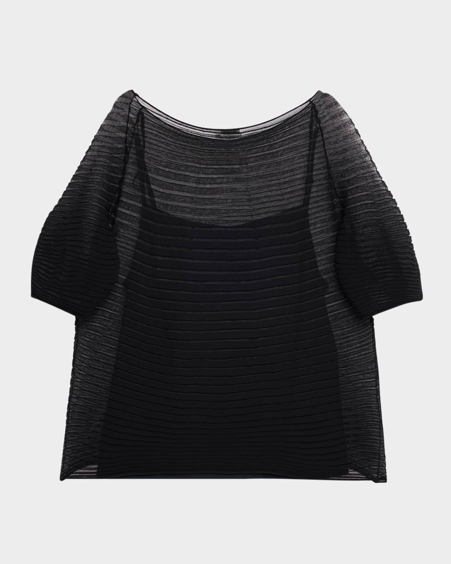 Lafayette 148 New York Sheer Harmonica-Pleated Sweater | Neiman Marcus