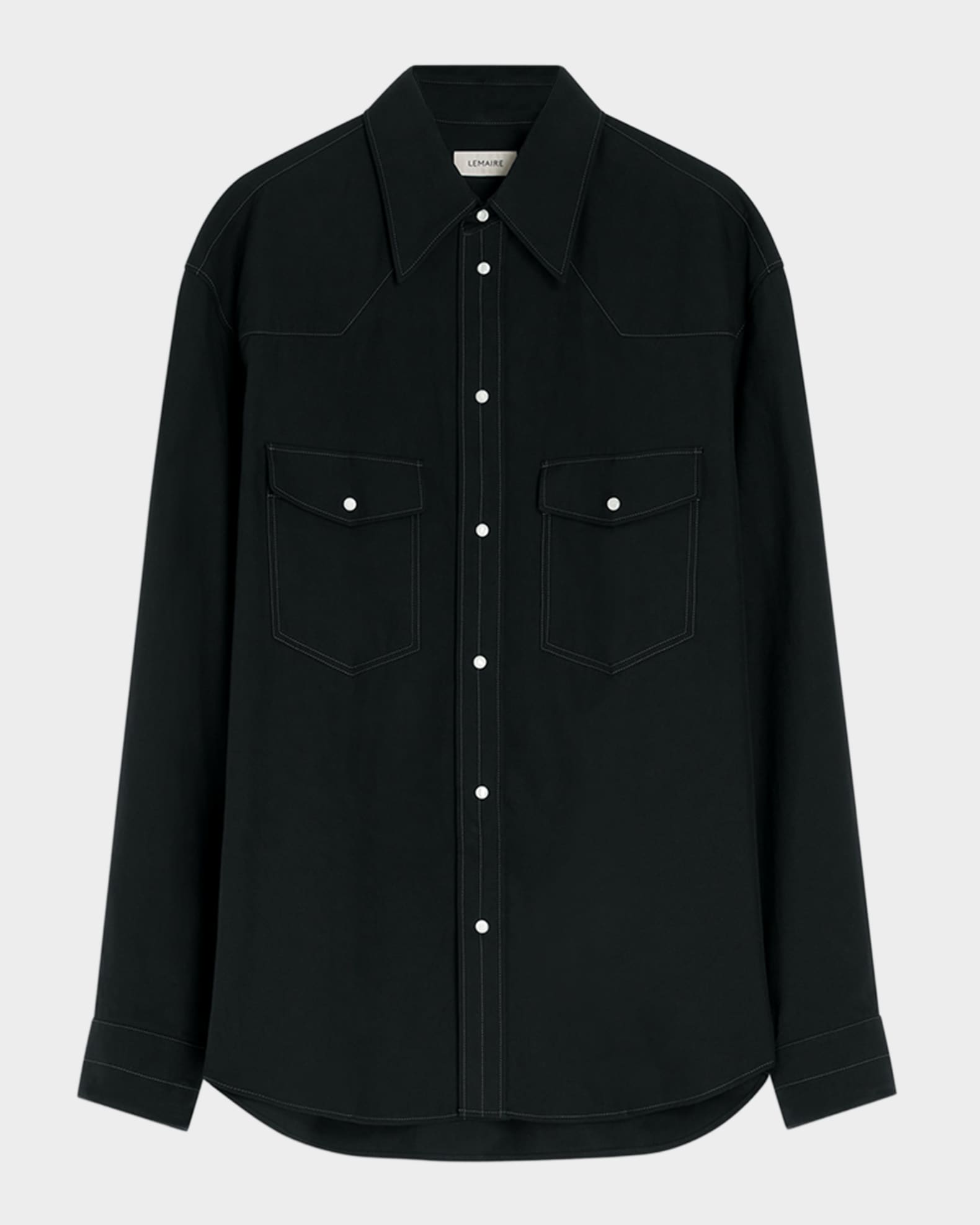LEMAIRE Men's Cotton Twill Snap-Front Western Shirt | Neiman Marcus
