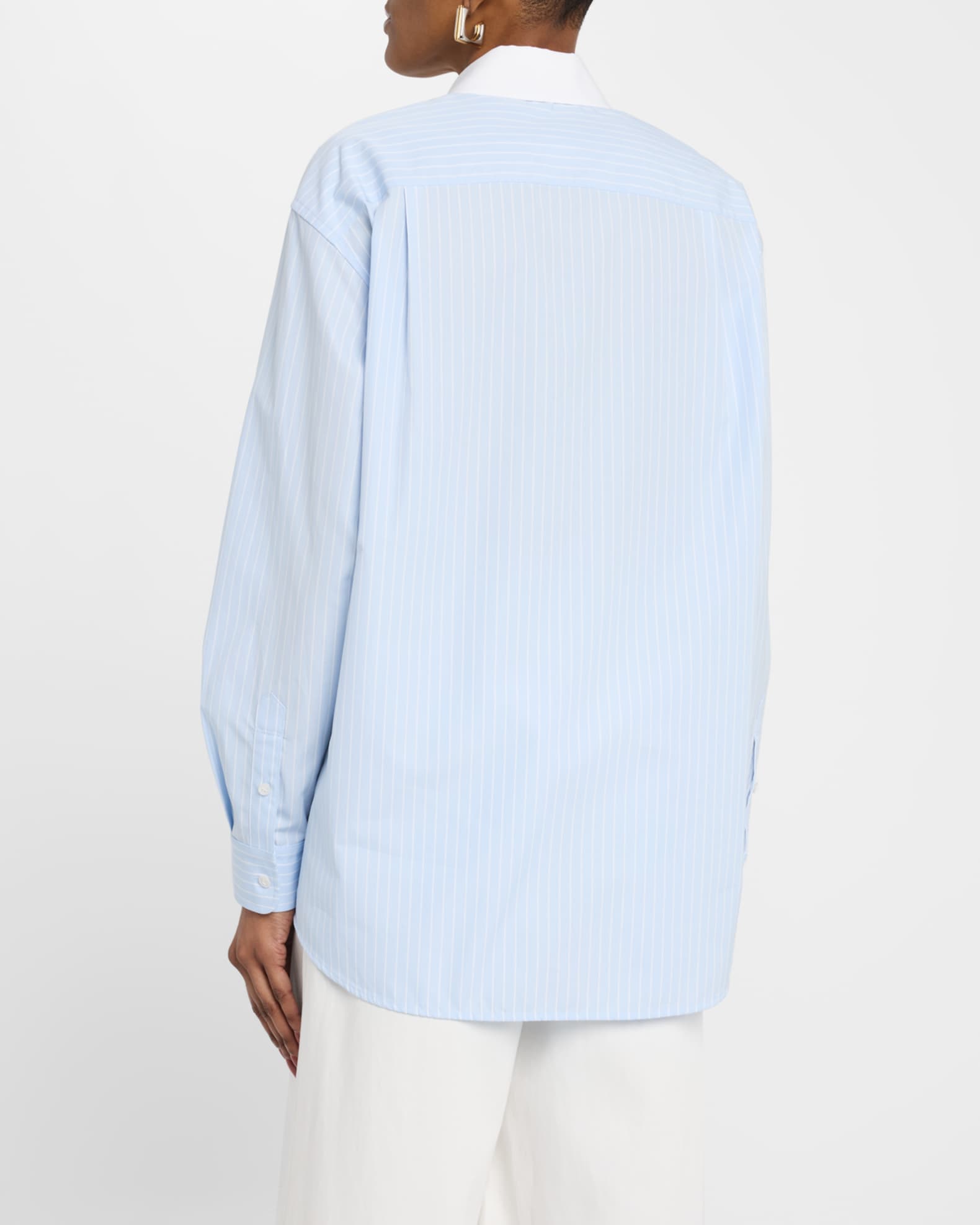 Lafayette 148 New York Oversized Striped Cotton Boyfriend Shirt | Neiman Marcus