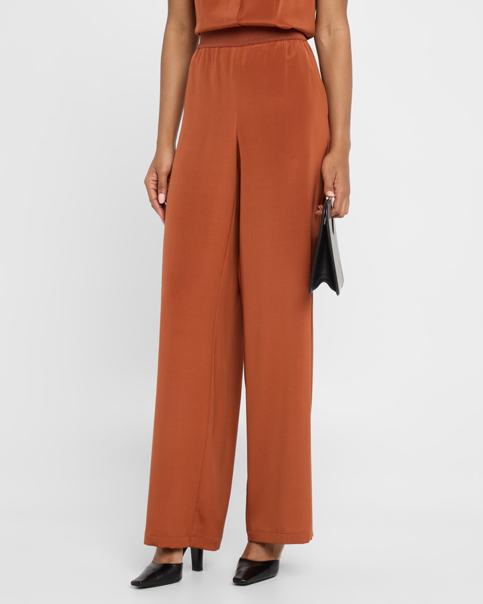 Lafayette 148 New York Riverside Wide-Leg Stretch Silk Pants | Neiman ...