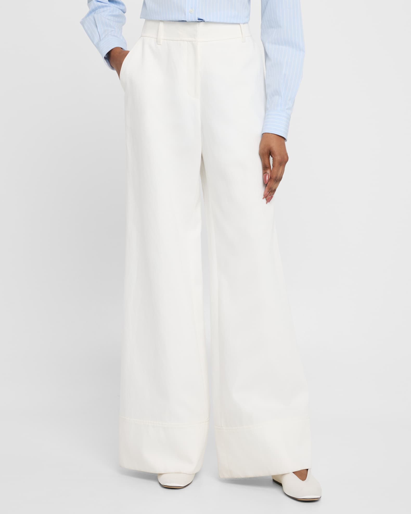Lafayette 148 New York Charles Wide-Leg Twill Pants | Neiman Marcus