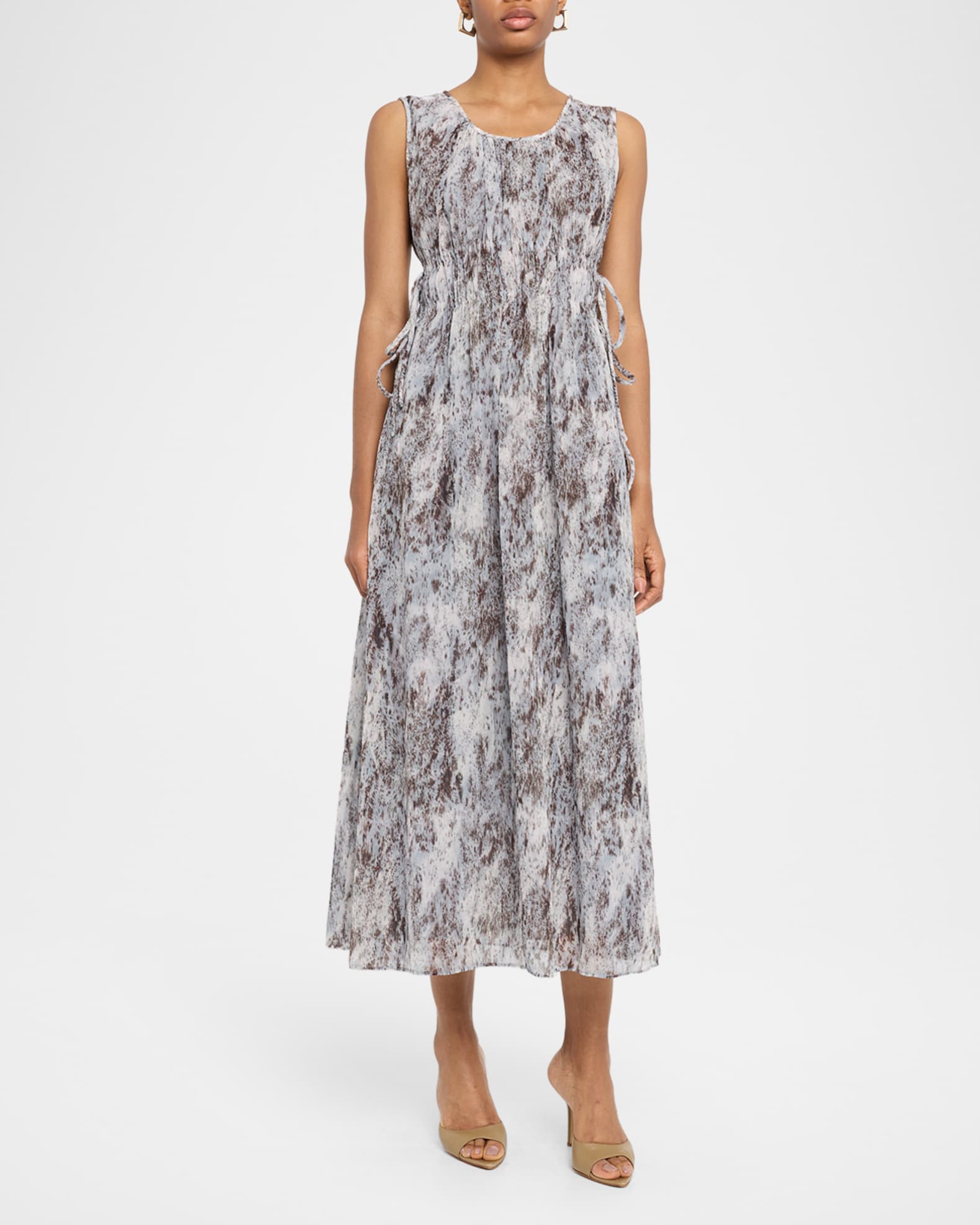 Lafayette 148 New York Sleeveless Gathered Waist Midi Dress | Neiman Marcus
