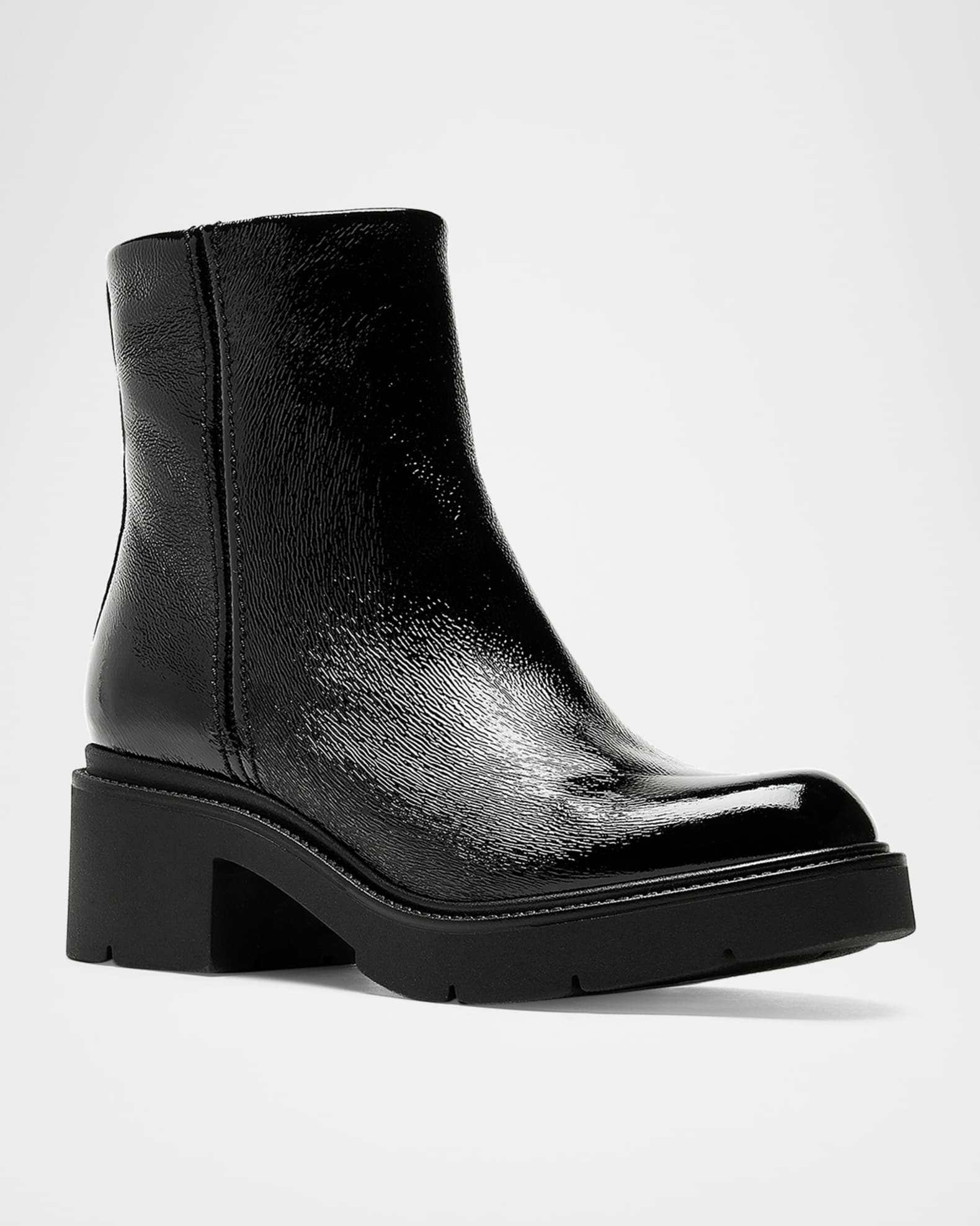 La Canadienne Alec Crinkle Leather Lug-Sole Ankle Booties | Neiman Marcus