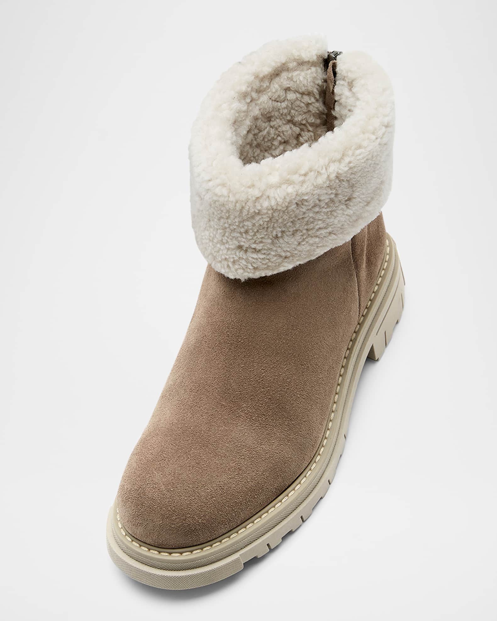 La Canadienne Dwayne Shearling-Lined Suede Booties | Neiman Marcus