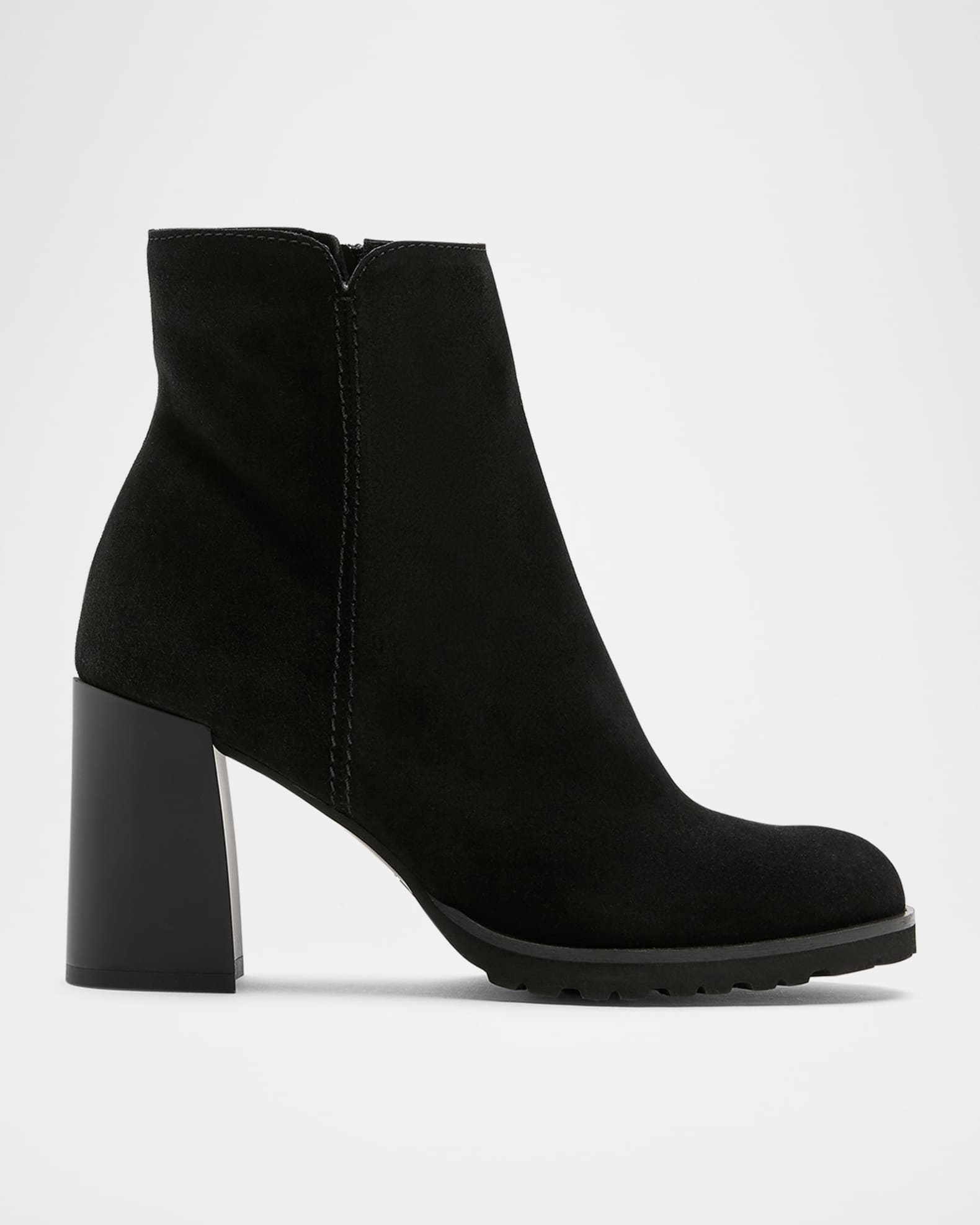 La Canadienne Maggie Suede Block Heel Ankle Booties | Neiman Marcus