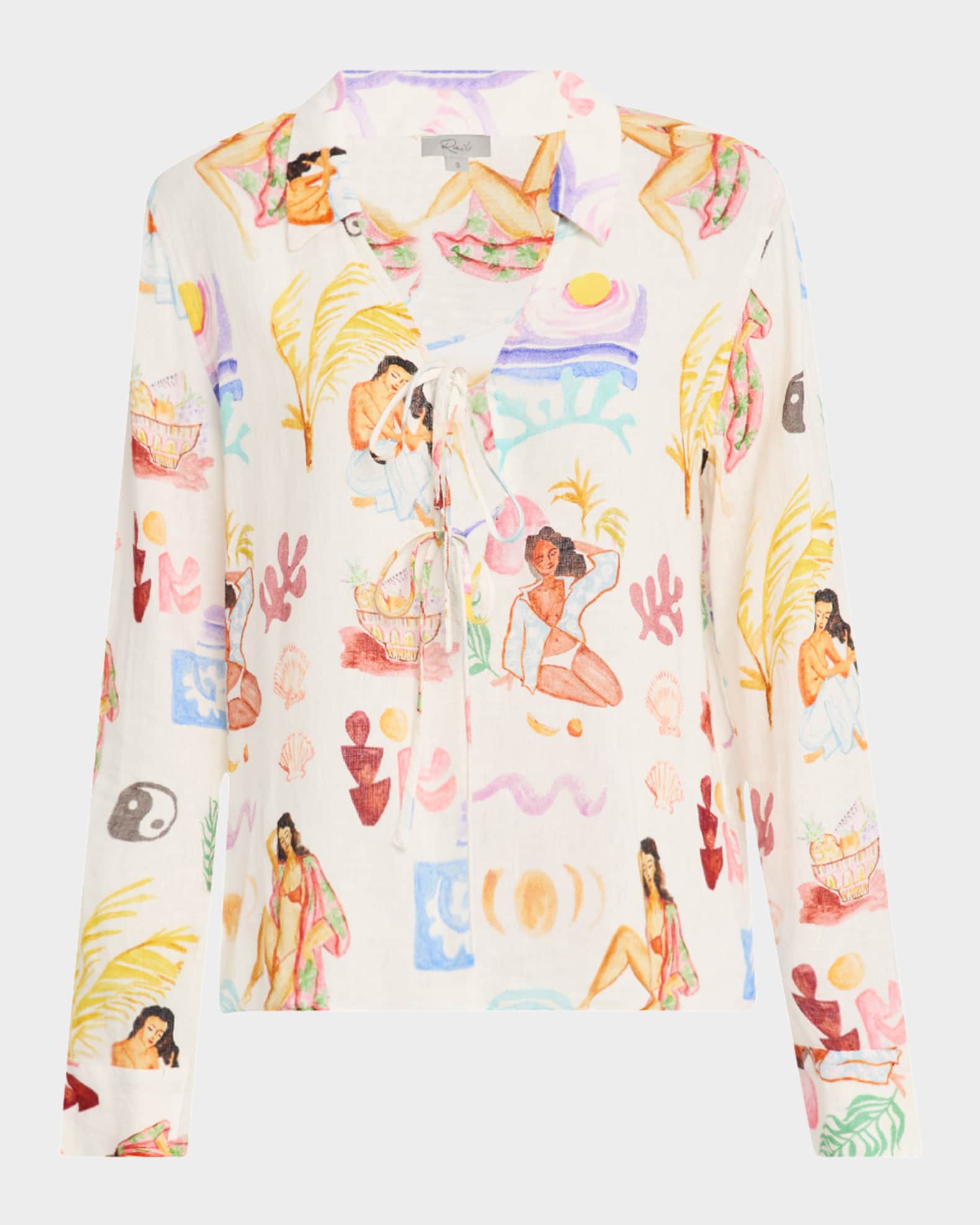 Rails Bathing Ladies Elm Tie-Front Linen Top | Neiman Marcus