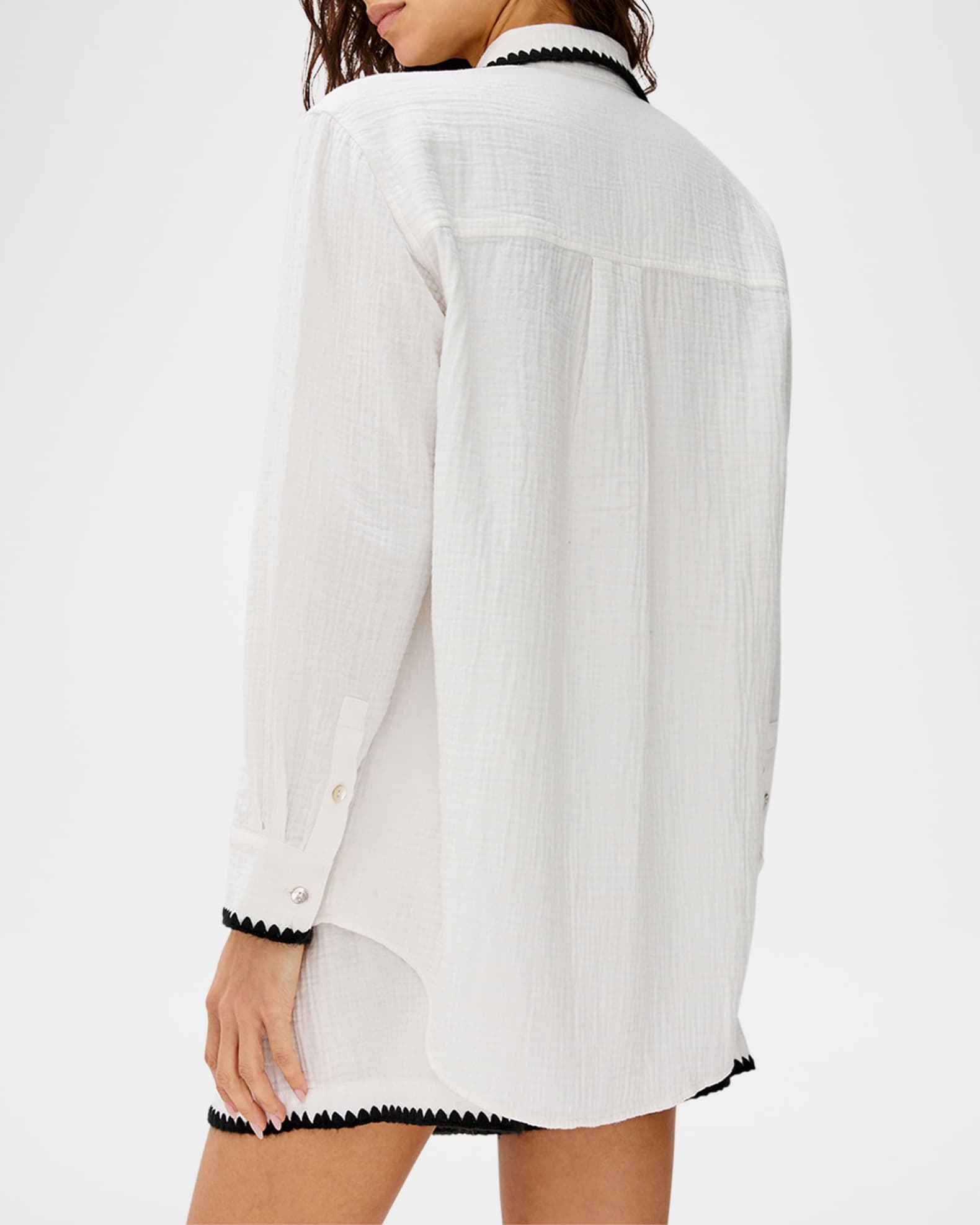 Rails Idania Embroidered Gauze Button-Front Shirt | Neiman Marcus