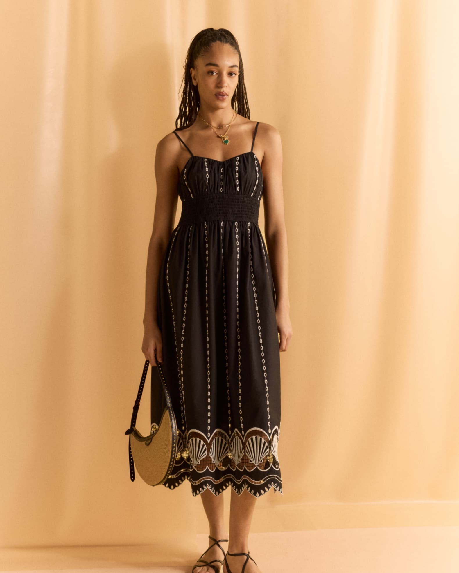 Rails Granada Seashell Embroidered Midi Dress | Neiman Marcus