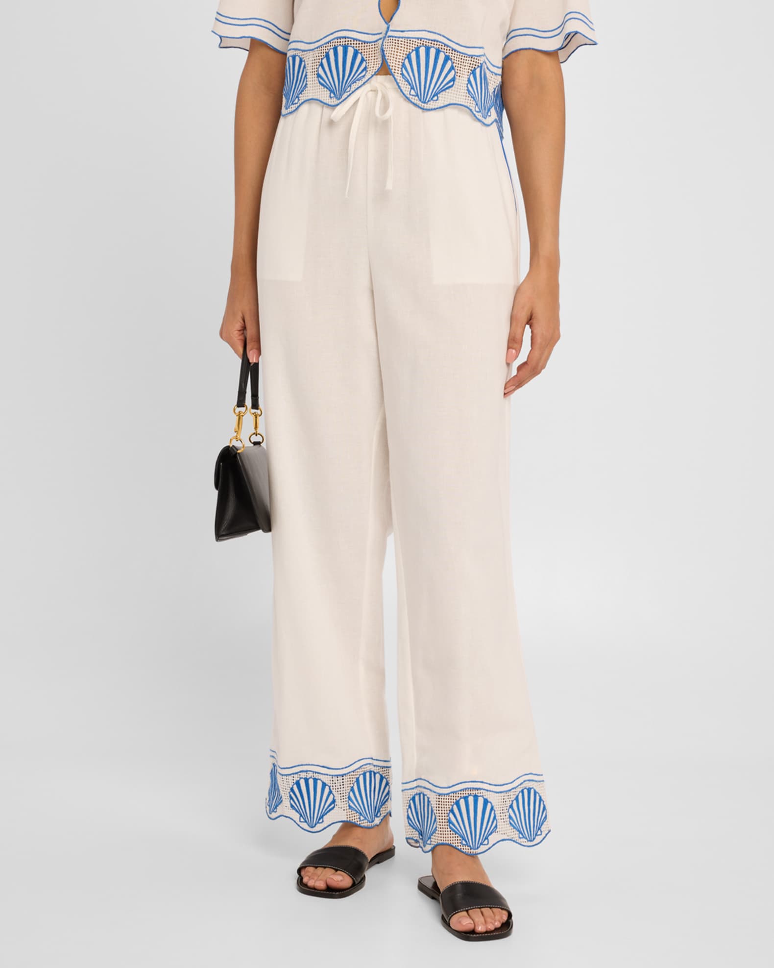 Rails Tildi Embroidered Cotton-Linen Pants | Neiman Marcus